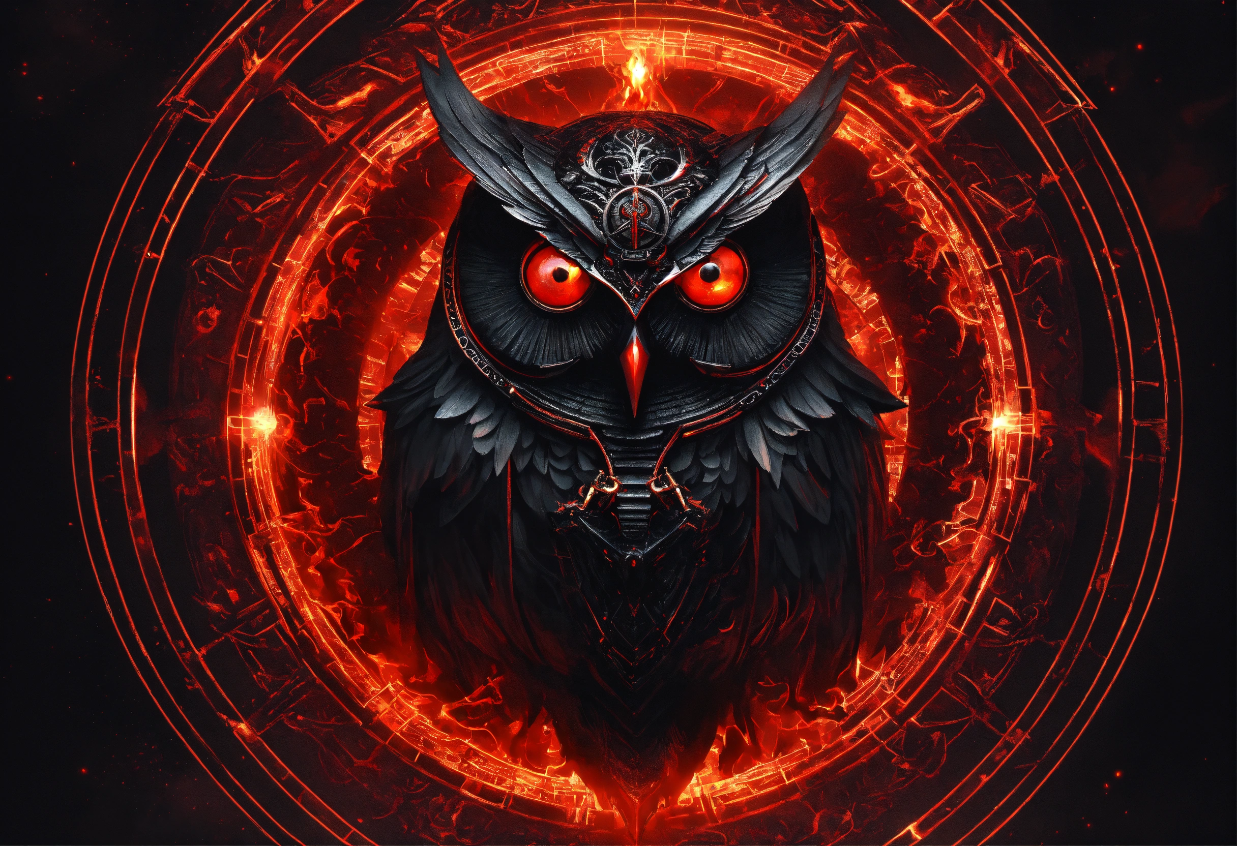 Lexica - Dark Evil Black, Red and black digital occultic sigil owl ...
