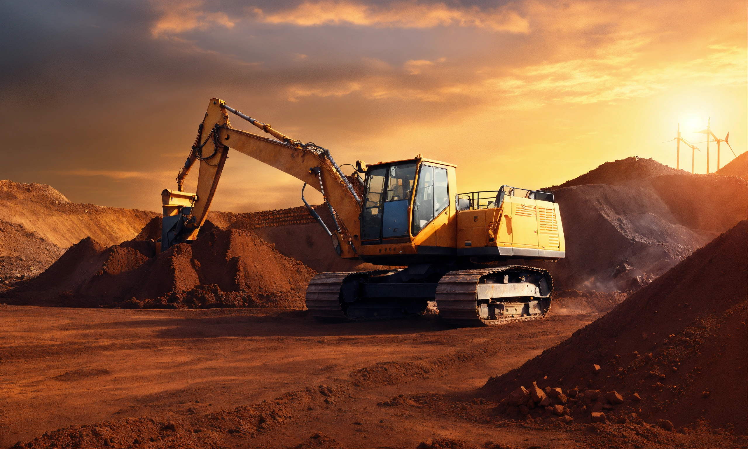 Lexica - Very high detailed, ultra realistic, 3d illustration, Excavator on earthmoving at open ...