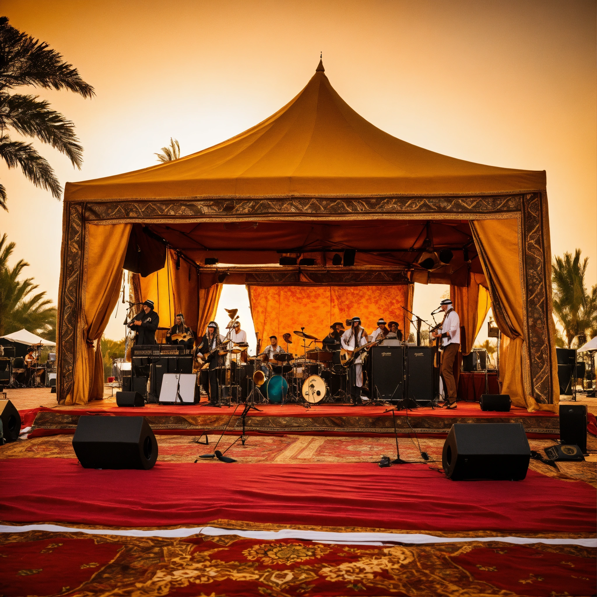 Lexica - Arabian tent themed outdoor concert stage with live music bands