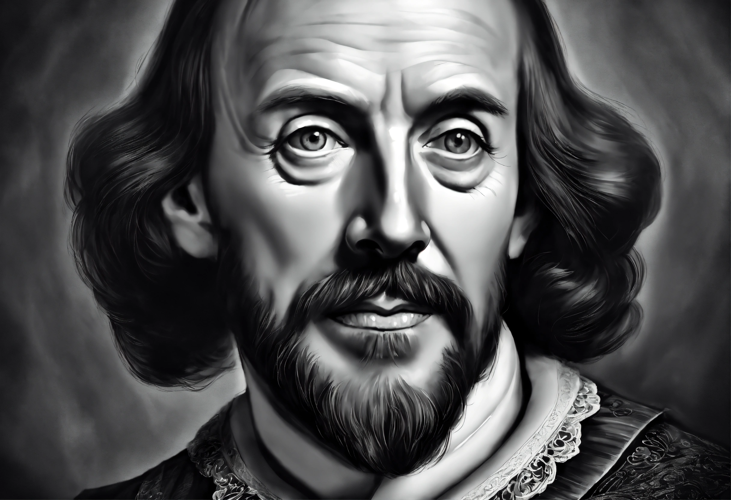 Lexica - Greyscale Portrait of William Shakespeare in photo realistic style
