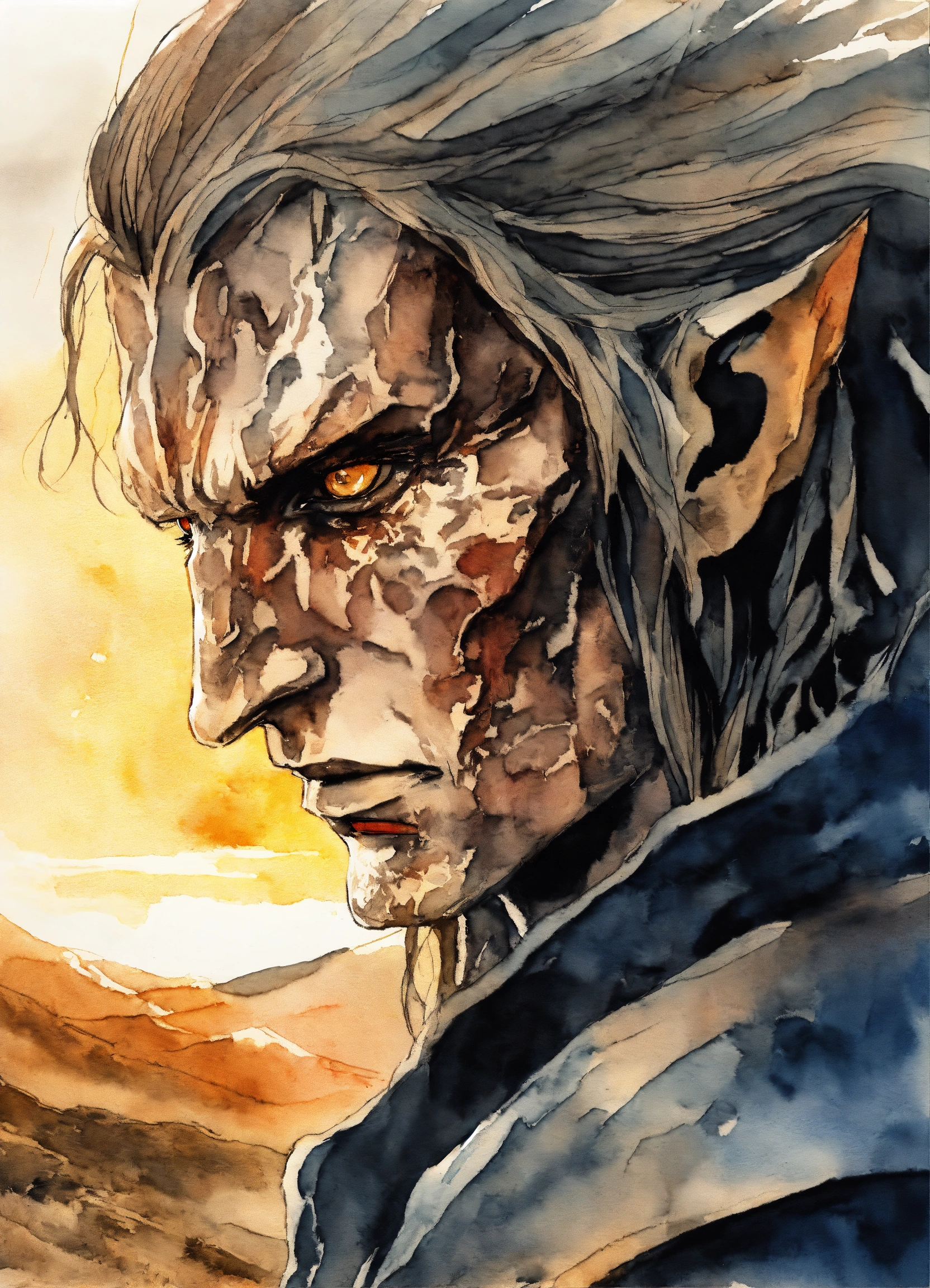 Lexica - Sauron human face from LOTR in vagabond manga drawing art ...