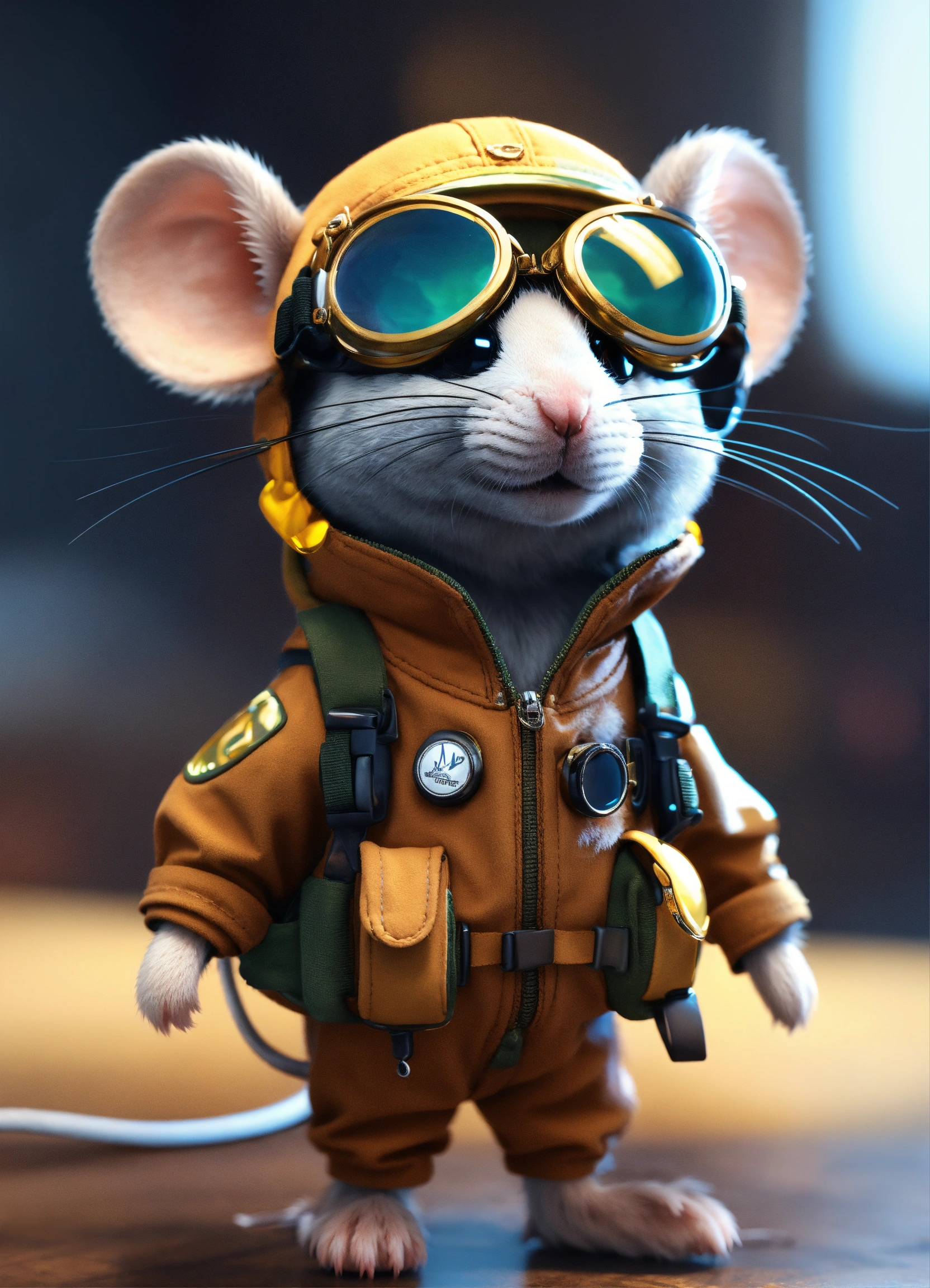 Lexica - A cute mouse pilot wearing aviator goggles, unreal engine ...