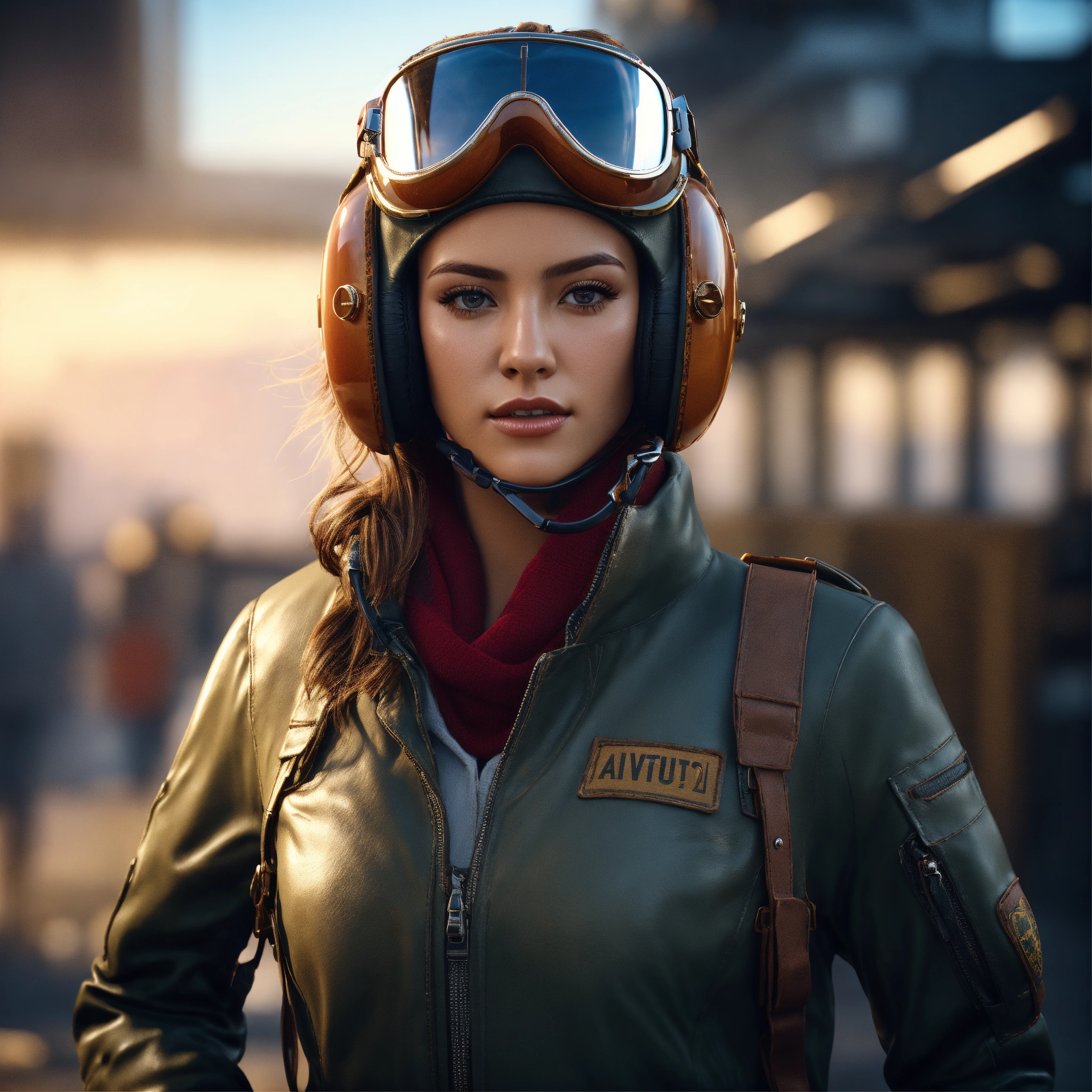 Lexica - A beautiful girl pilot wearing aviator googles, unreal engine ...