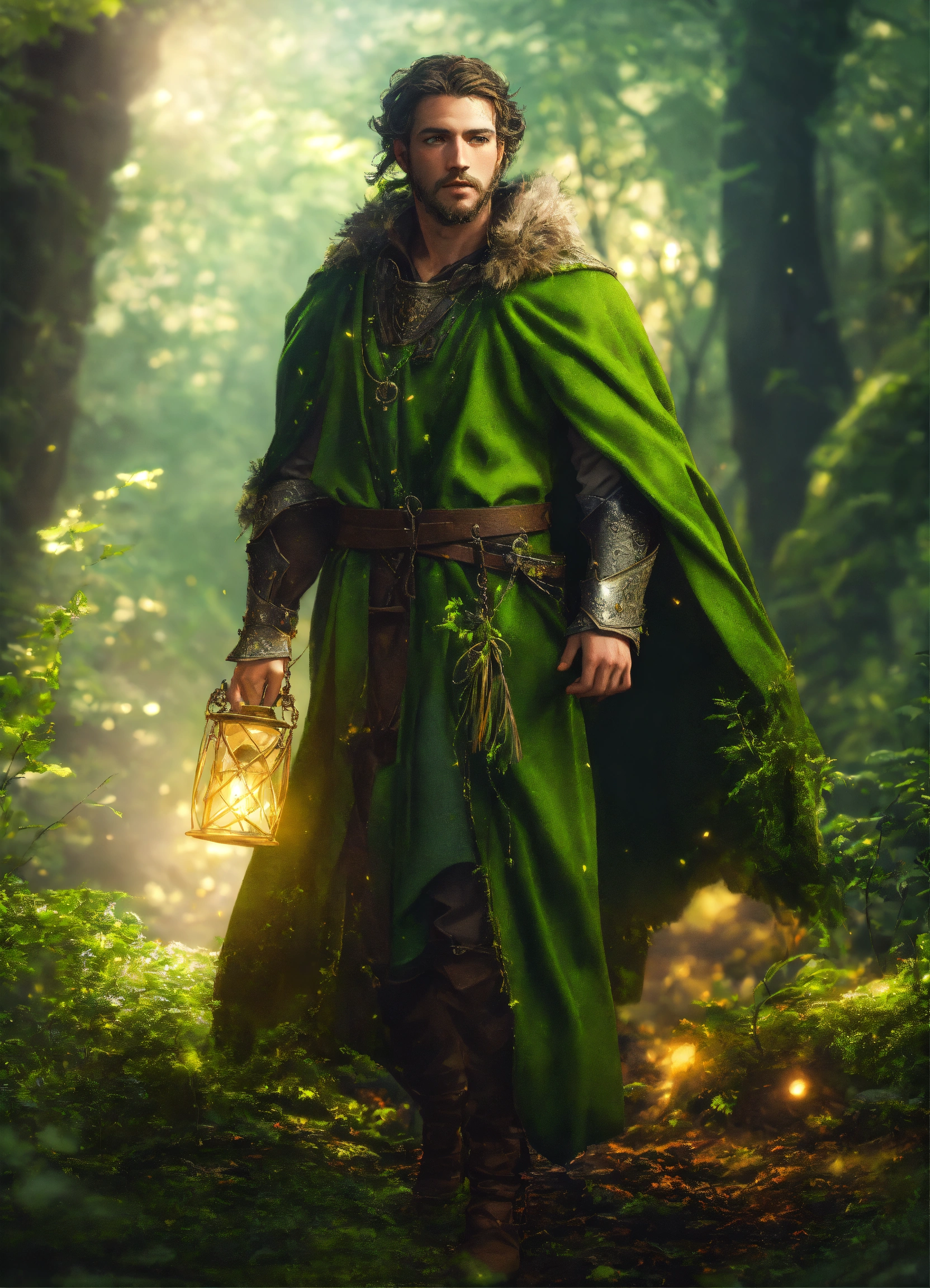 Lexica - A realistic full body portrait of a medival male druid, nature ...
