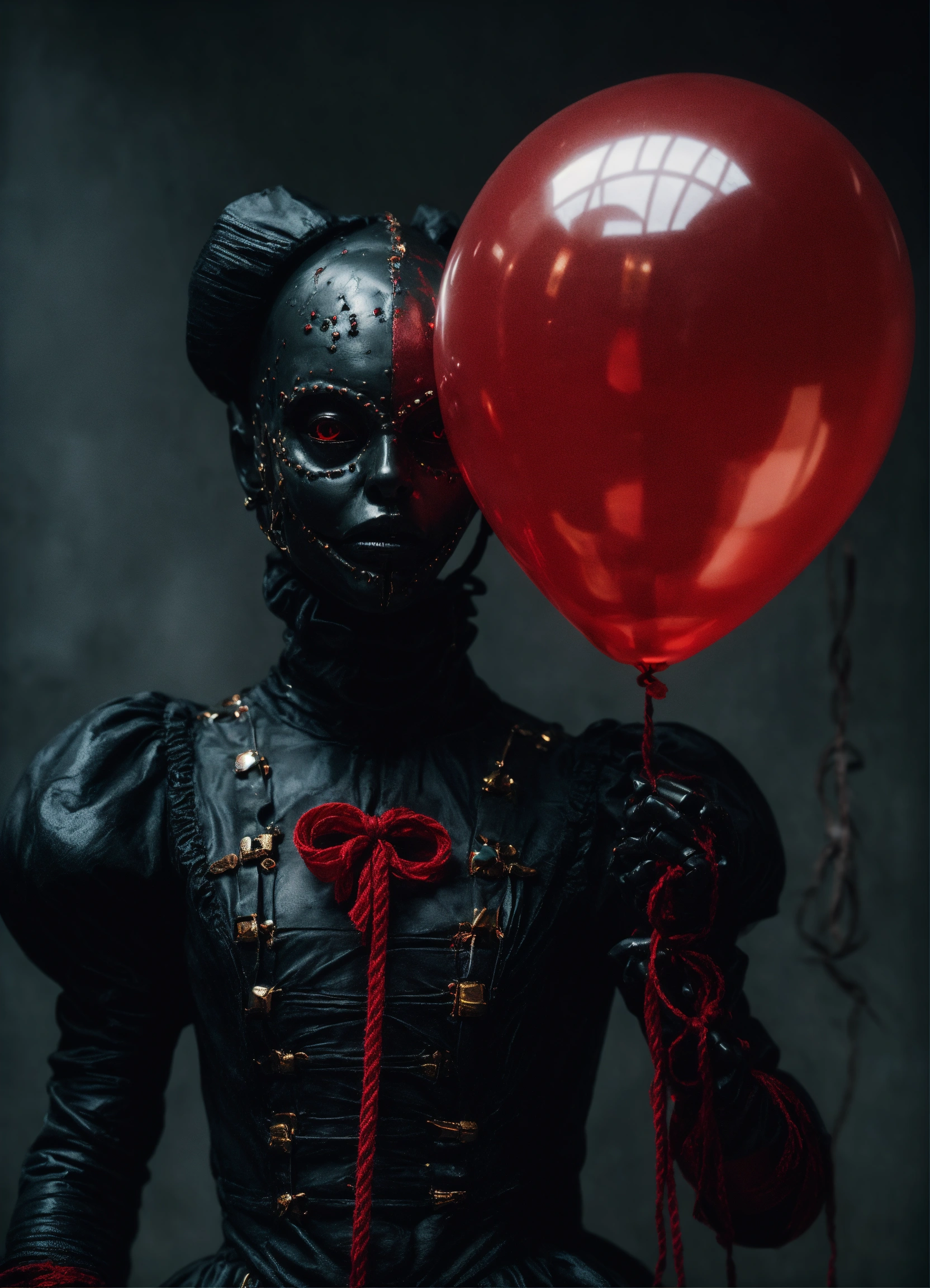 Lexica - Dark aesthetic, a creepy dark humanoid figure, holding a red ...