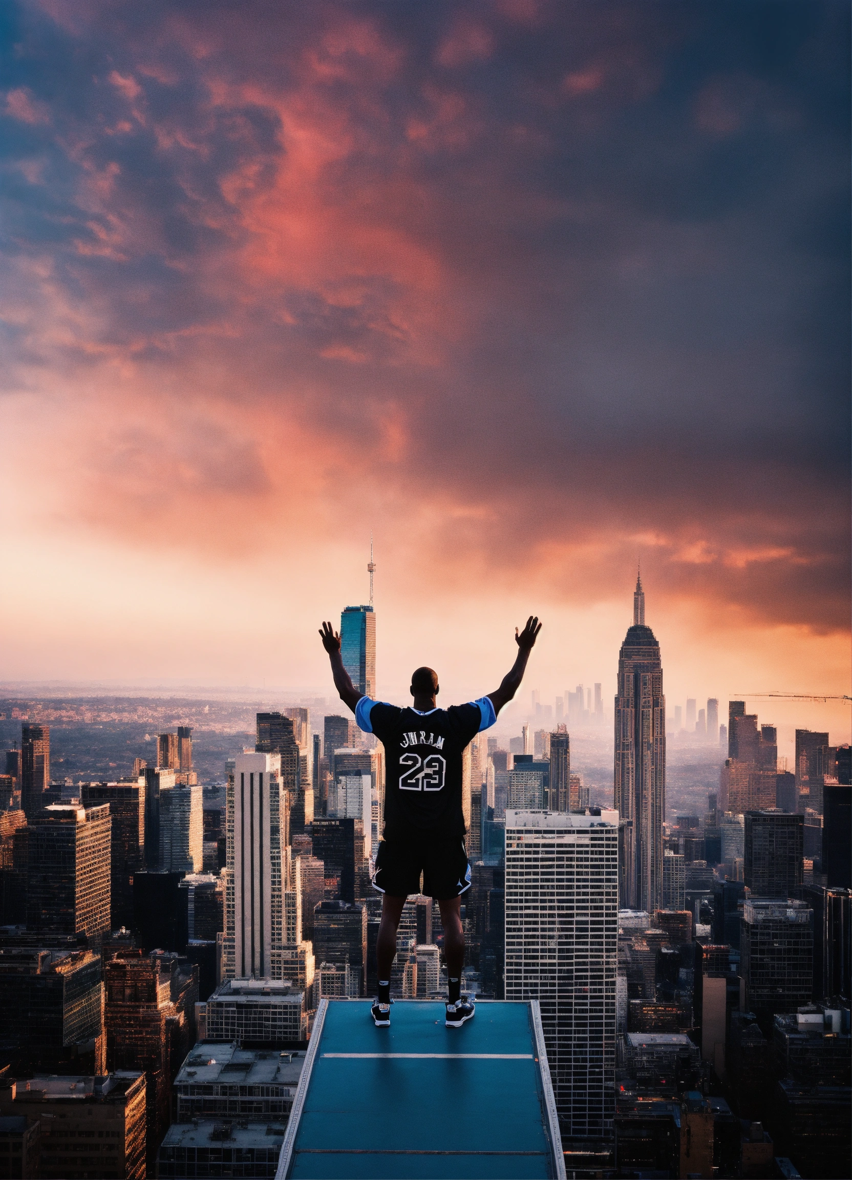 Lexica - Fade away image of a man standing on top of a skyscraper ...