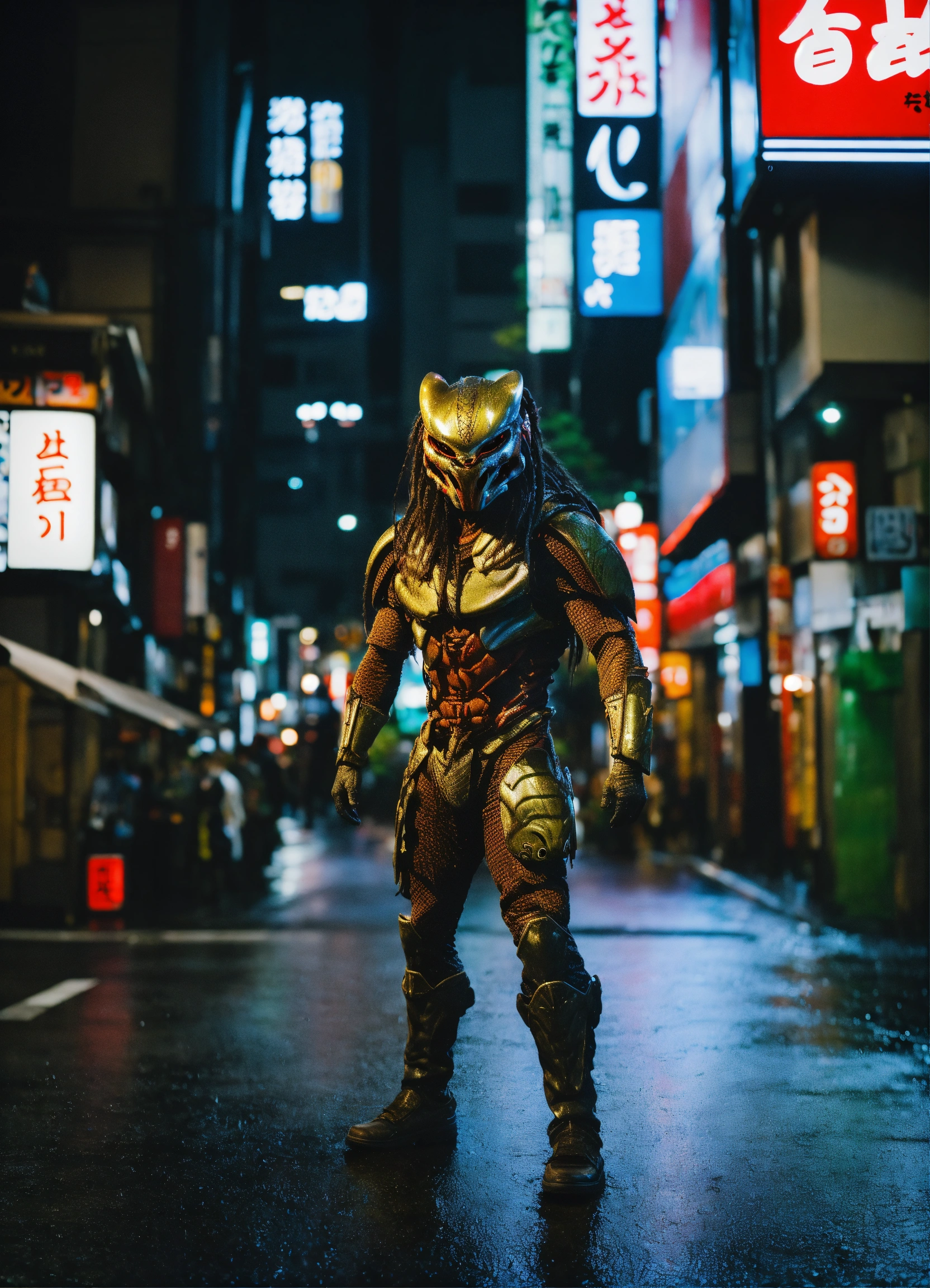 Lexica - Very cute, realistic predator standing in the street of tokyo ...