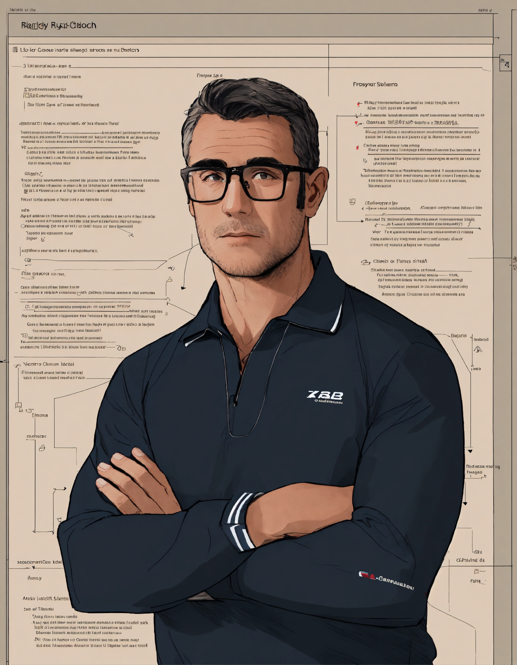 Lexica - Portrait of a french rugby coach wearing a pair of oversized ...