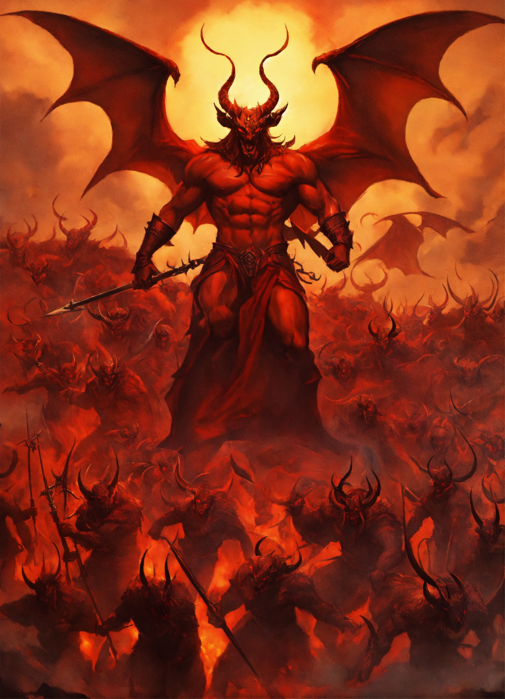 Lexica - The Satan, leading an army of demons to war.