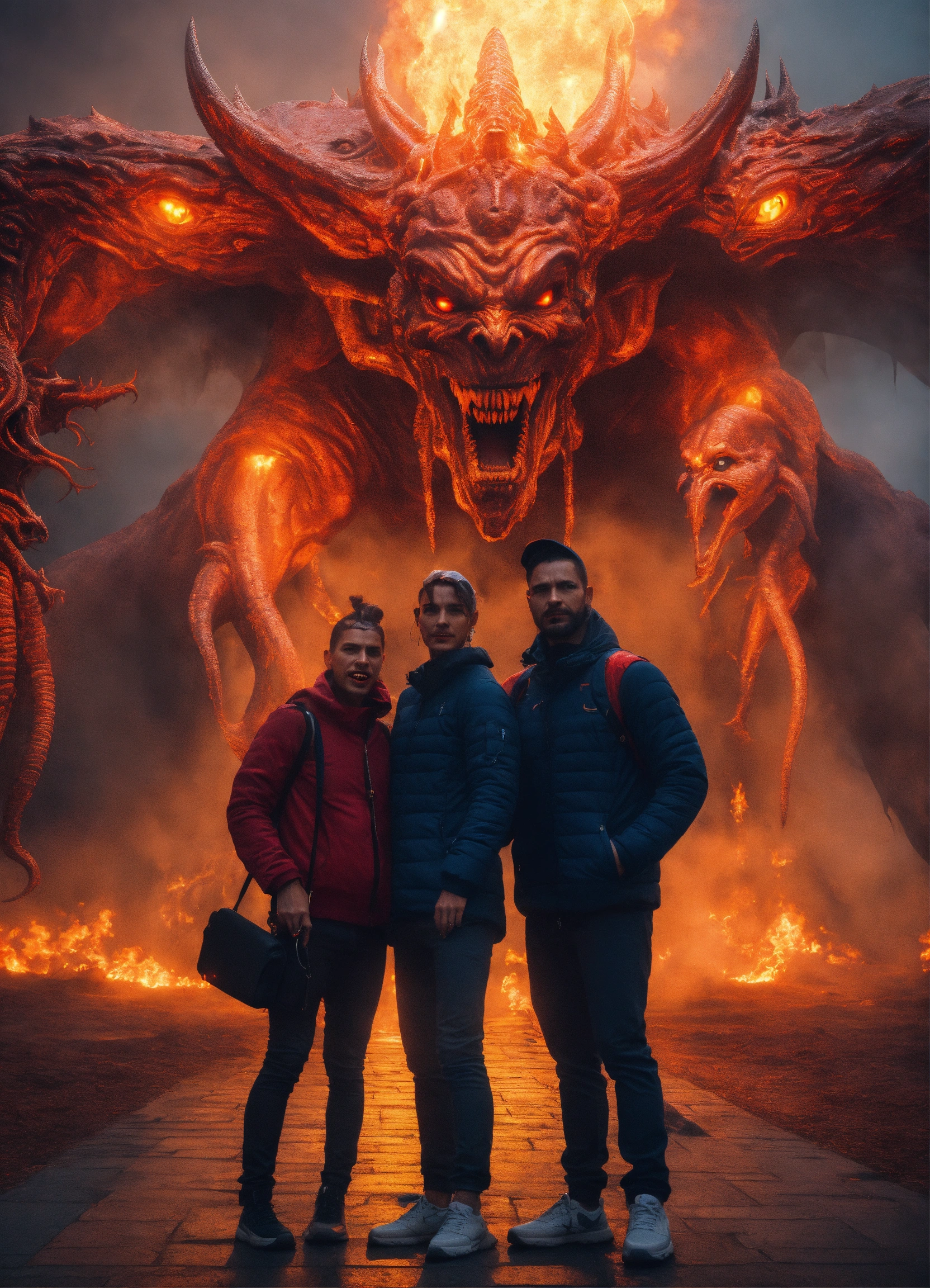 Lexica - Tourist taking selfie with 2 ominous, evil and demonic ...