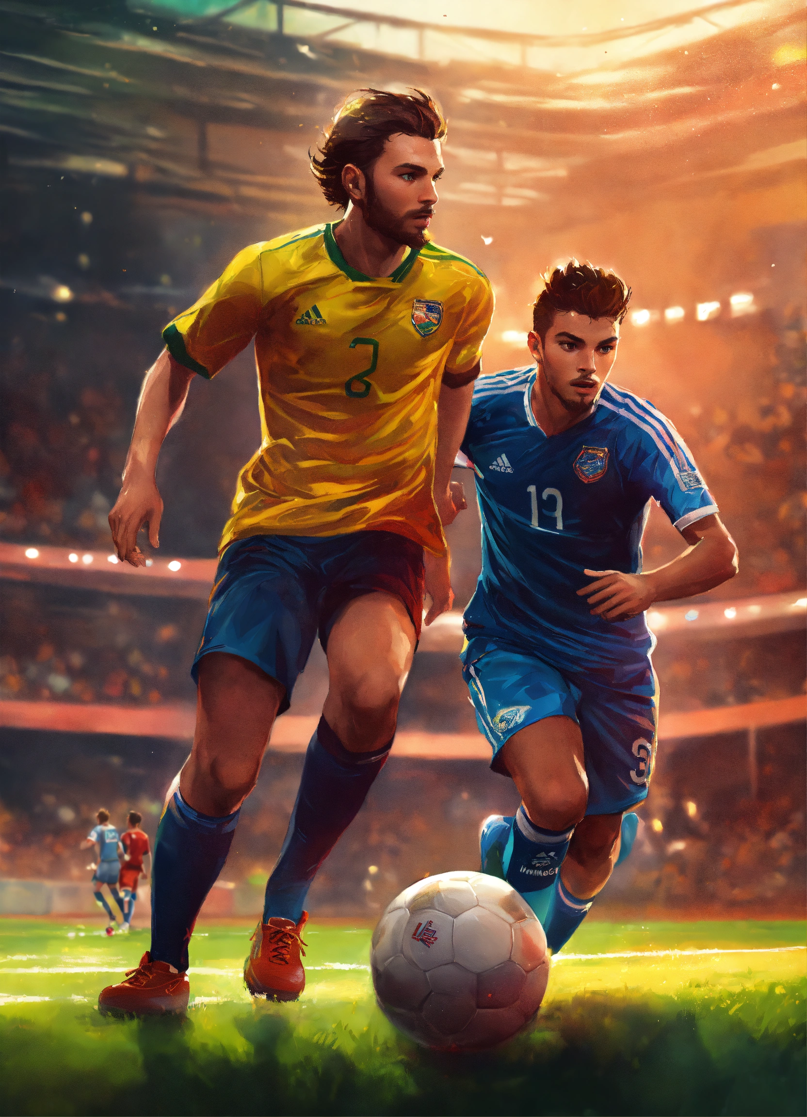 Lexica - Two soccer player playing soccer digital art, realistic ...