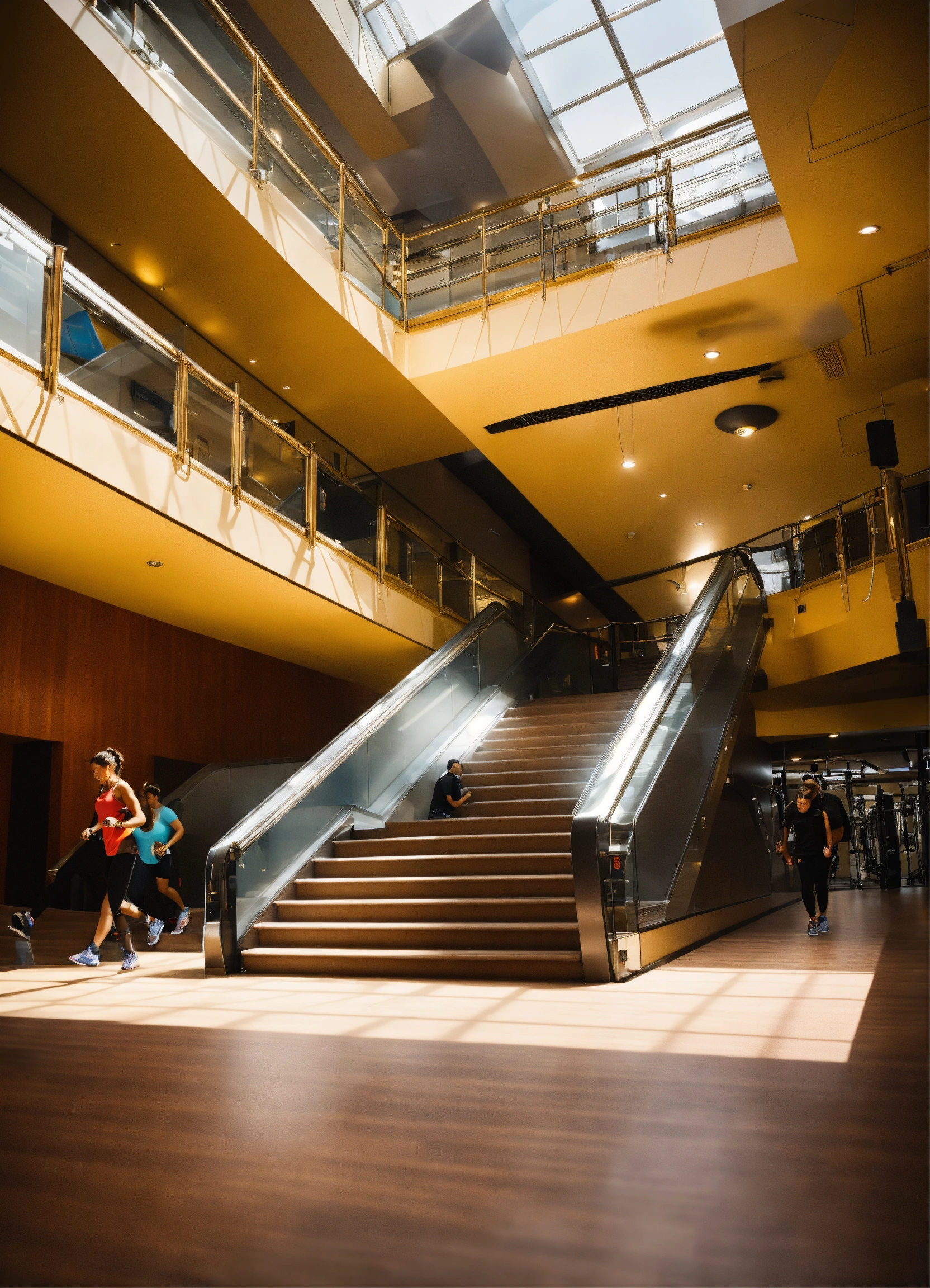 Lexica - An image of a fitness gym located at the top of a staircase ...