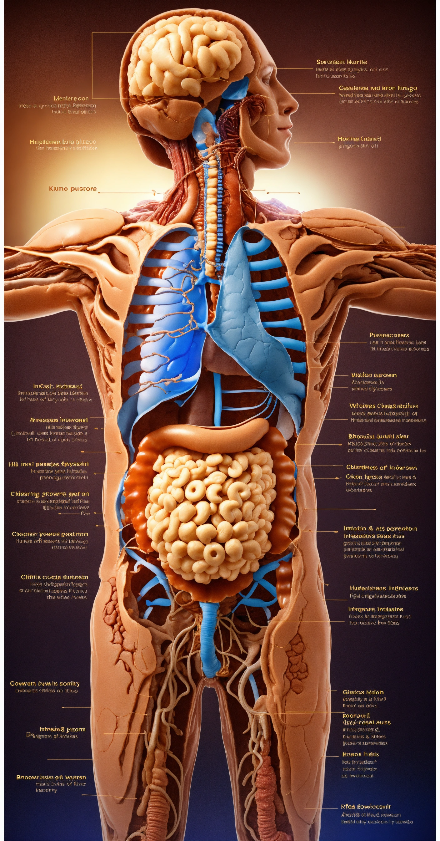 Lexica - Anatomy of the human digestive system, with blue lights and ...