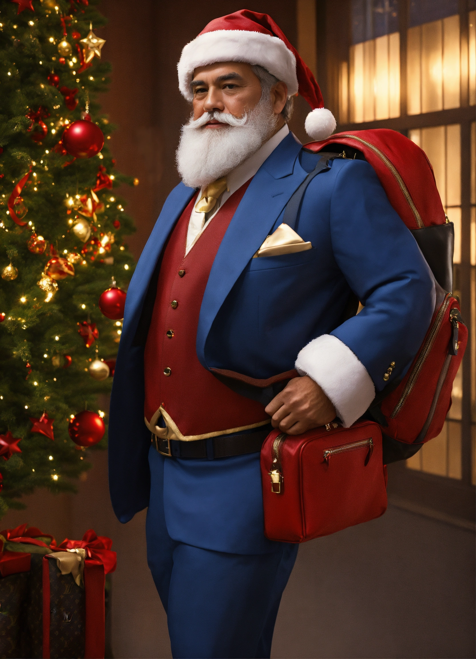 Lexica - A extremely handsome modern Latino Santa Claus, wearing a ...