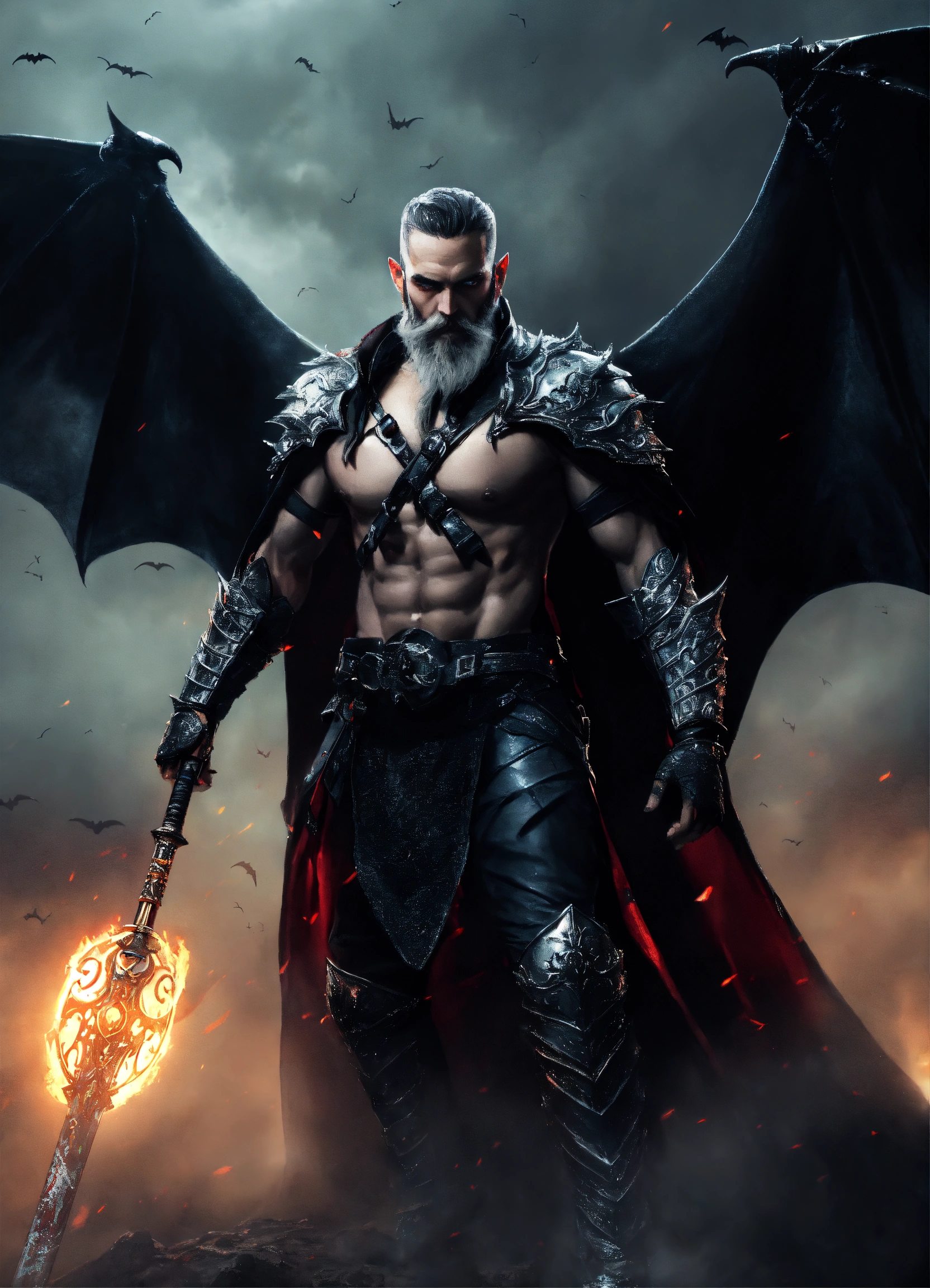 Lexica - Full body strong muscular evil vampire man with beard ...