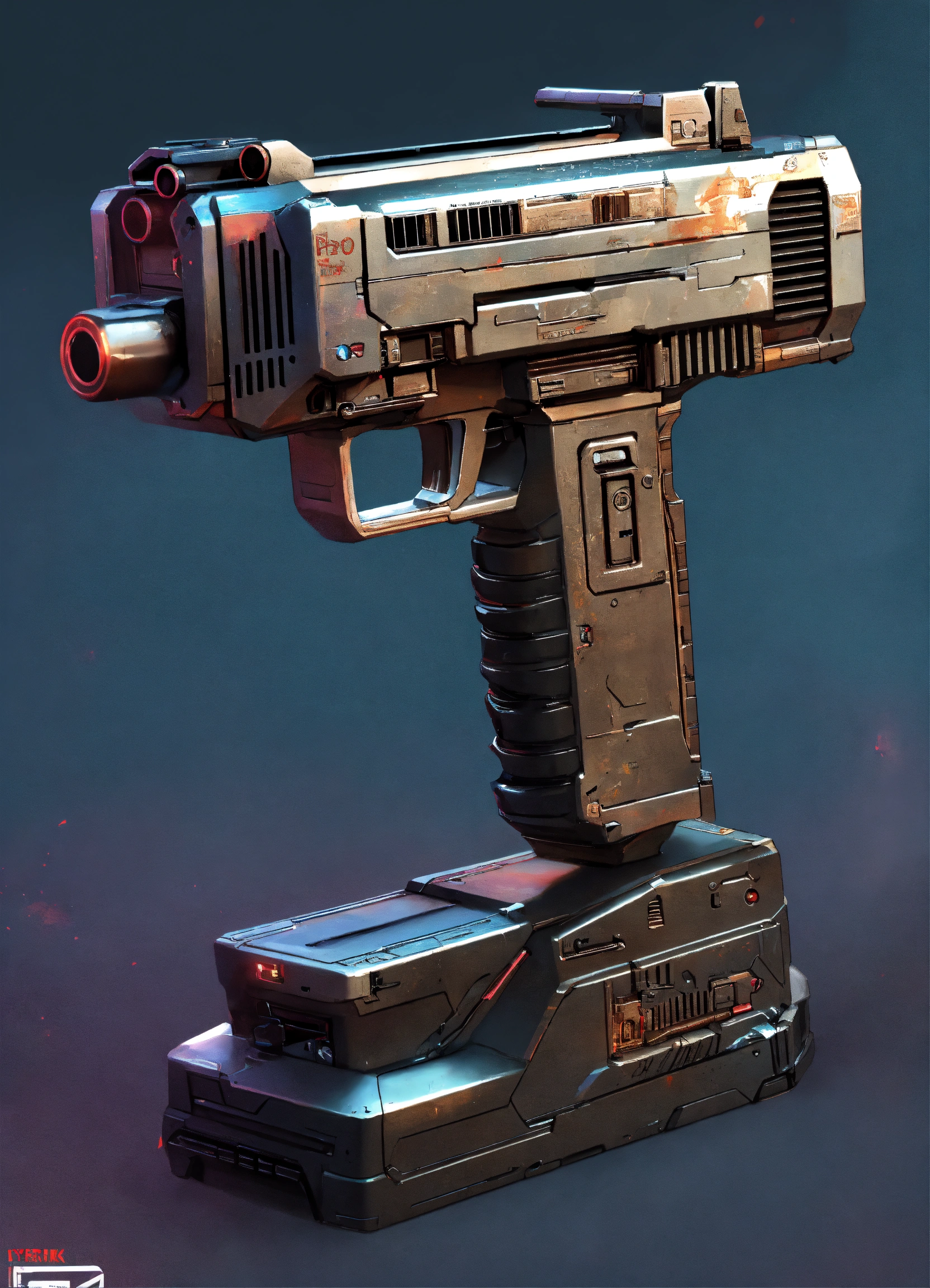 Lexica - Cyberpunk machine pistol like a gun metal gray out mac-10 ...