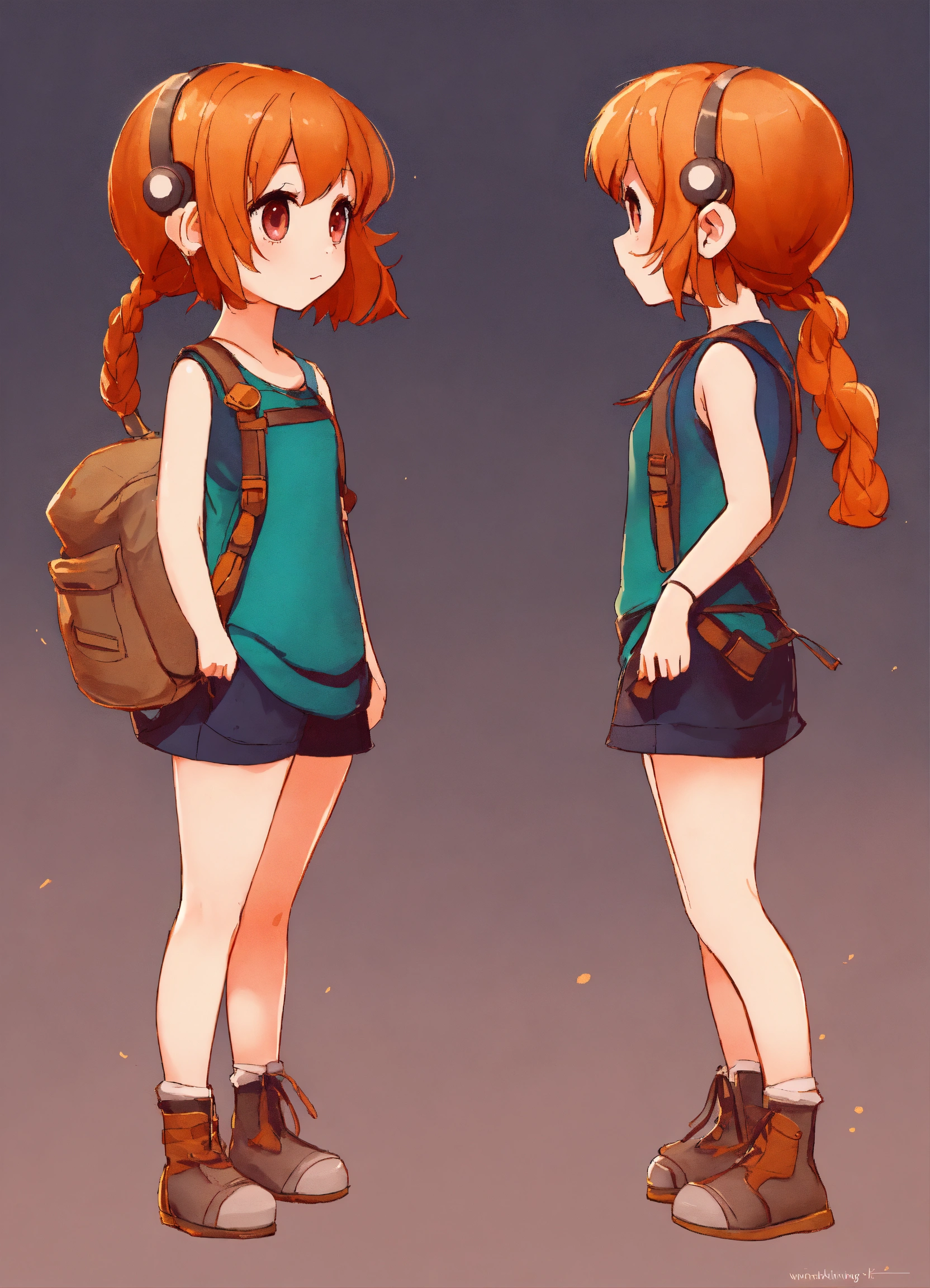 Lexica - Game art, girl, (walking), side view, full body view, chibi ...