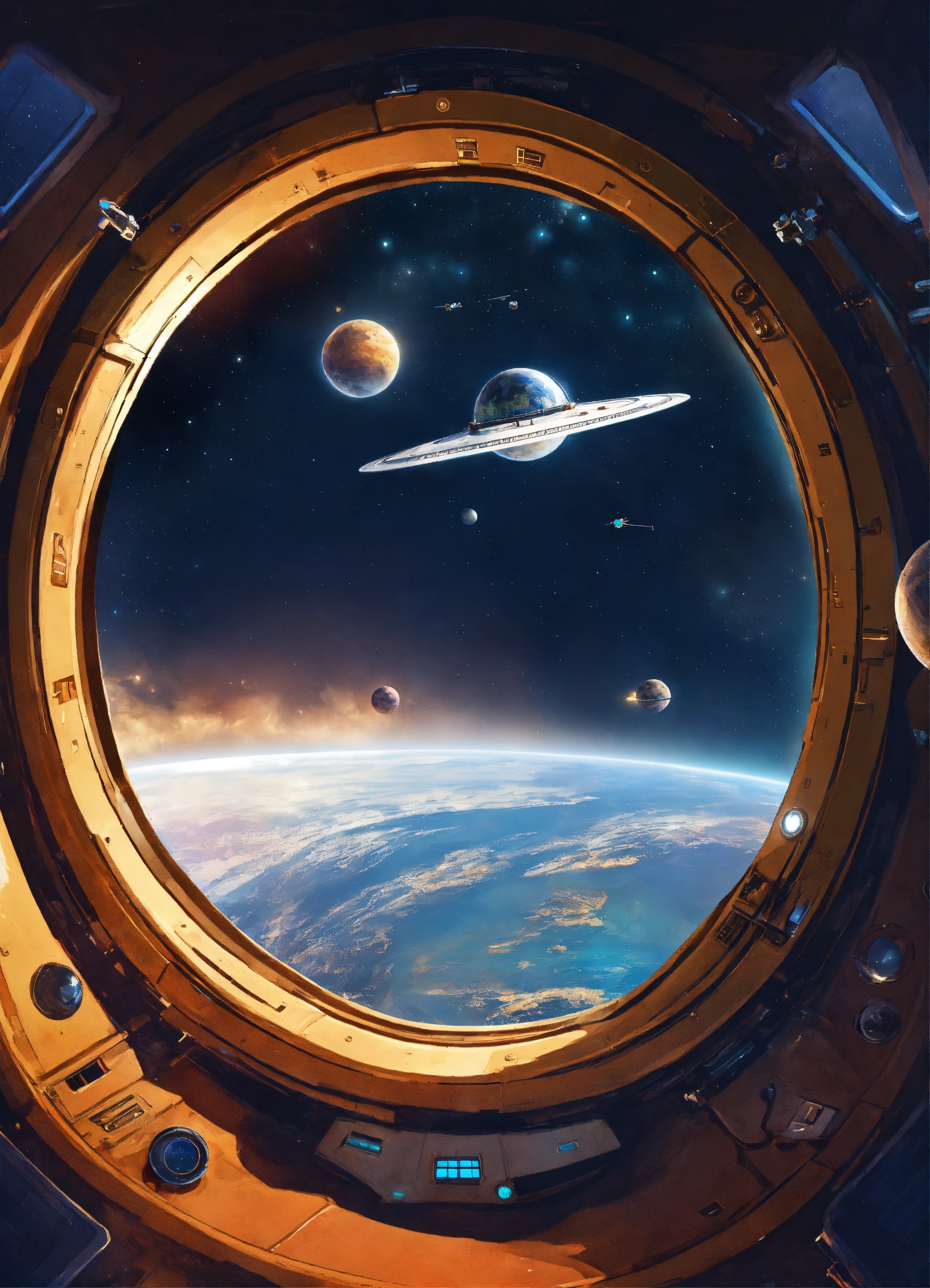 Lexica - Spaceship, porthole, space planet