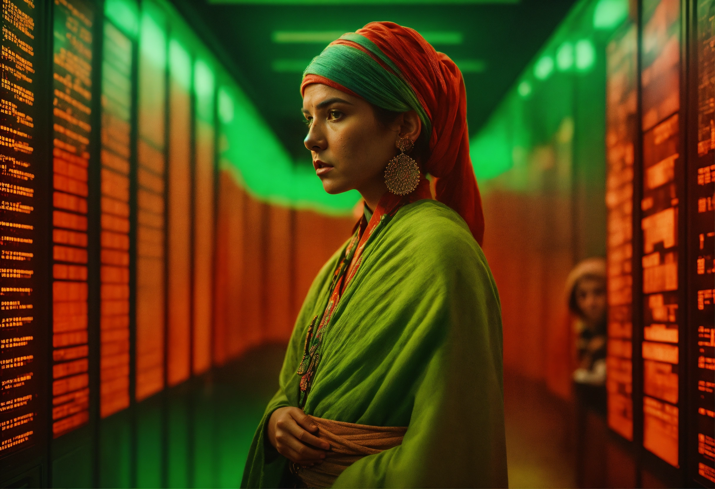 Lexica - Retro data visualization screens, human portrait photo, pastel ...