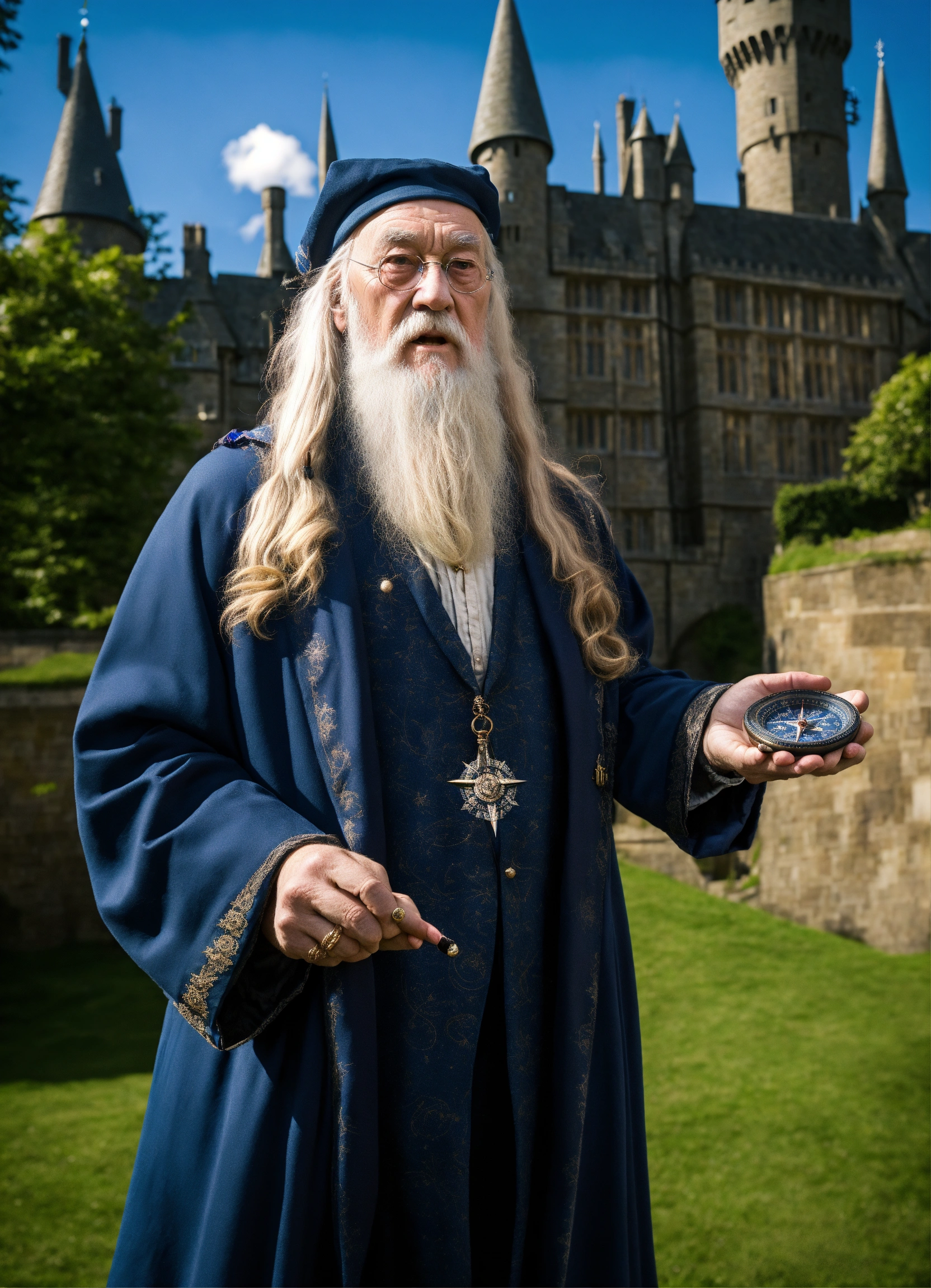 Lexica - Dumbledore with a compass on his hand, in the background ...