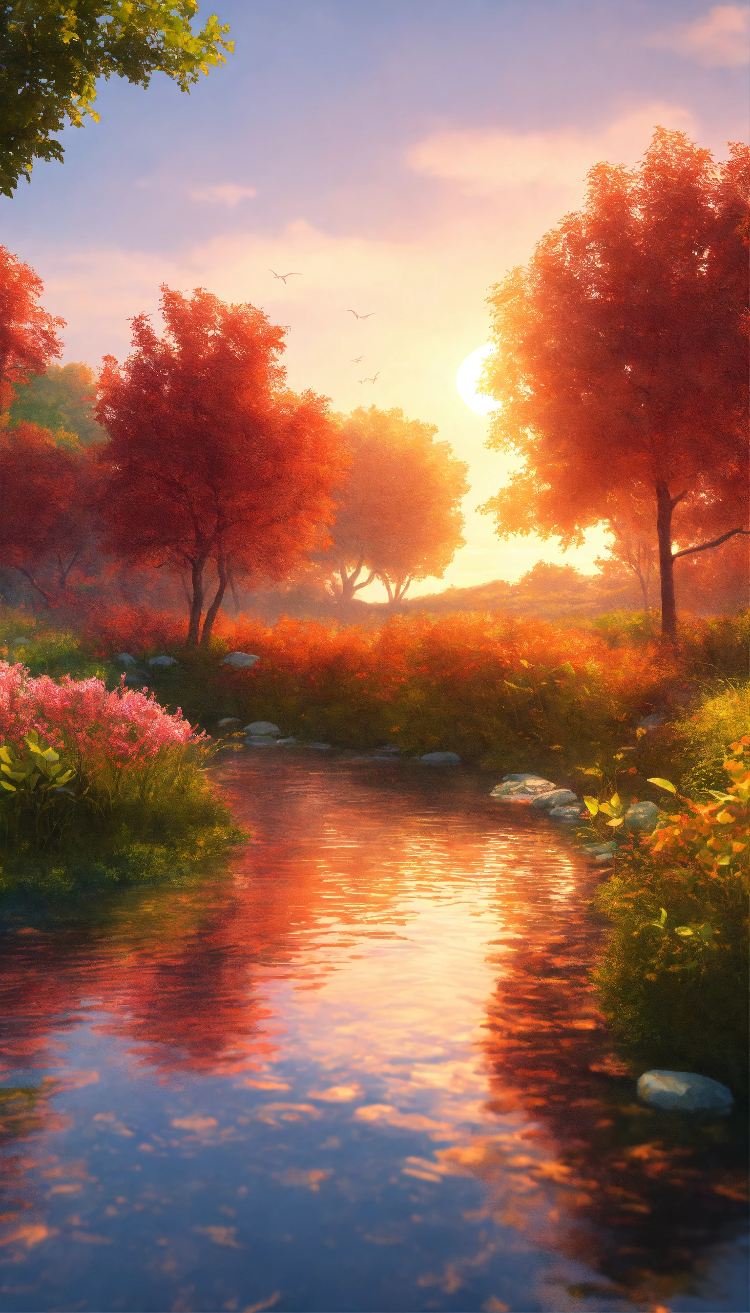 Lexica - Illustrate a serene peaceful nature scene in summer. This ...