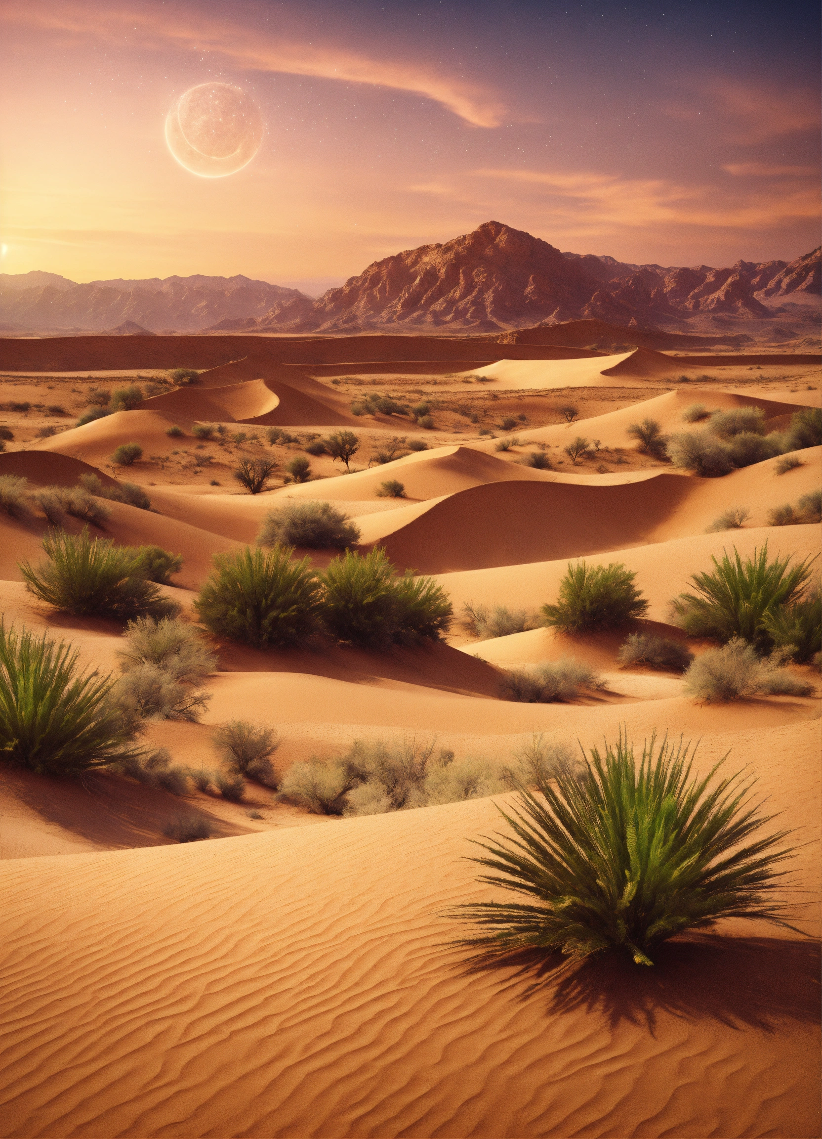 Lexica - Desert Oasis background with Scorpio Pluto zodiac theme
