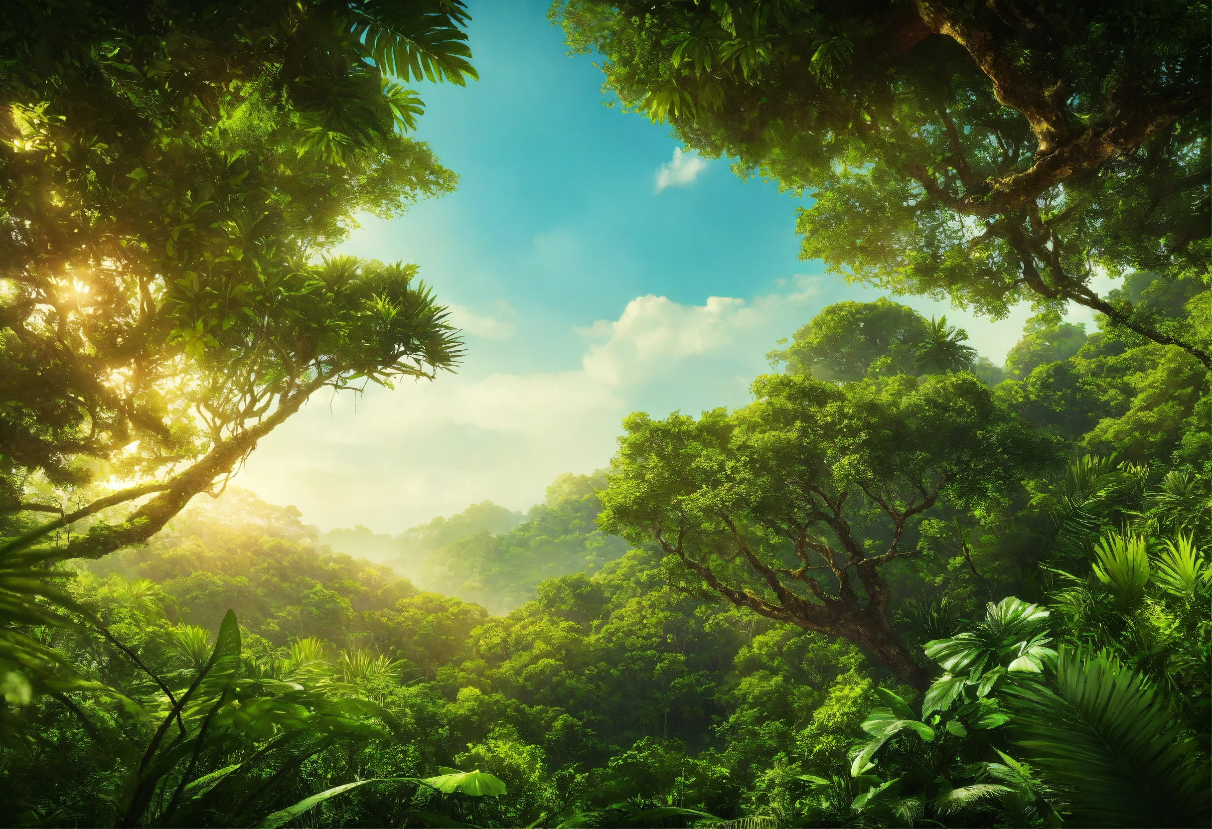 Lexica - Forest tree top scene, view through tree top, view through ...