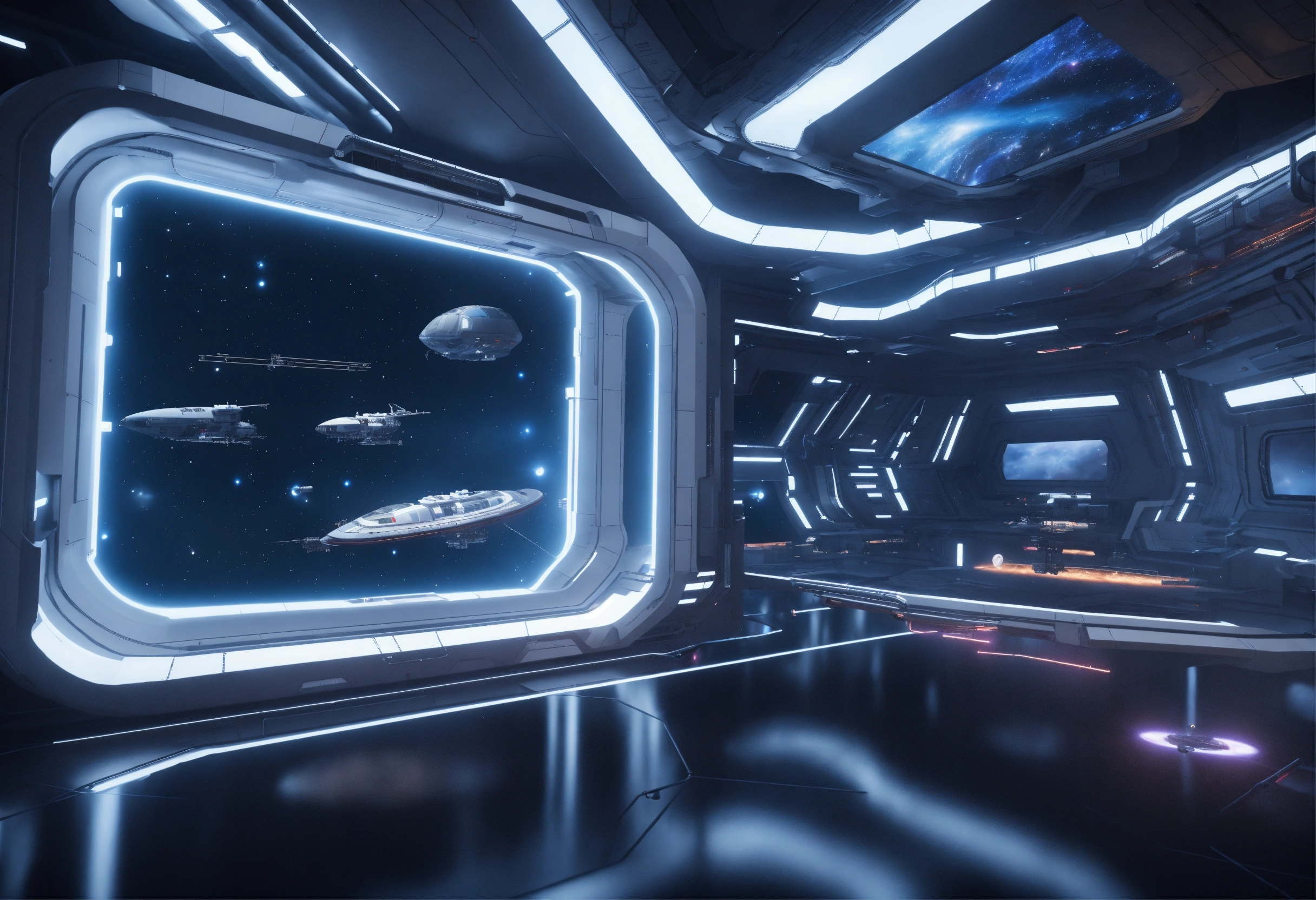 Lexica - Zoom out from a distance on a modern zaha hadid style space ...