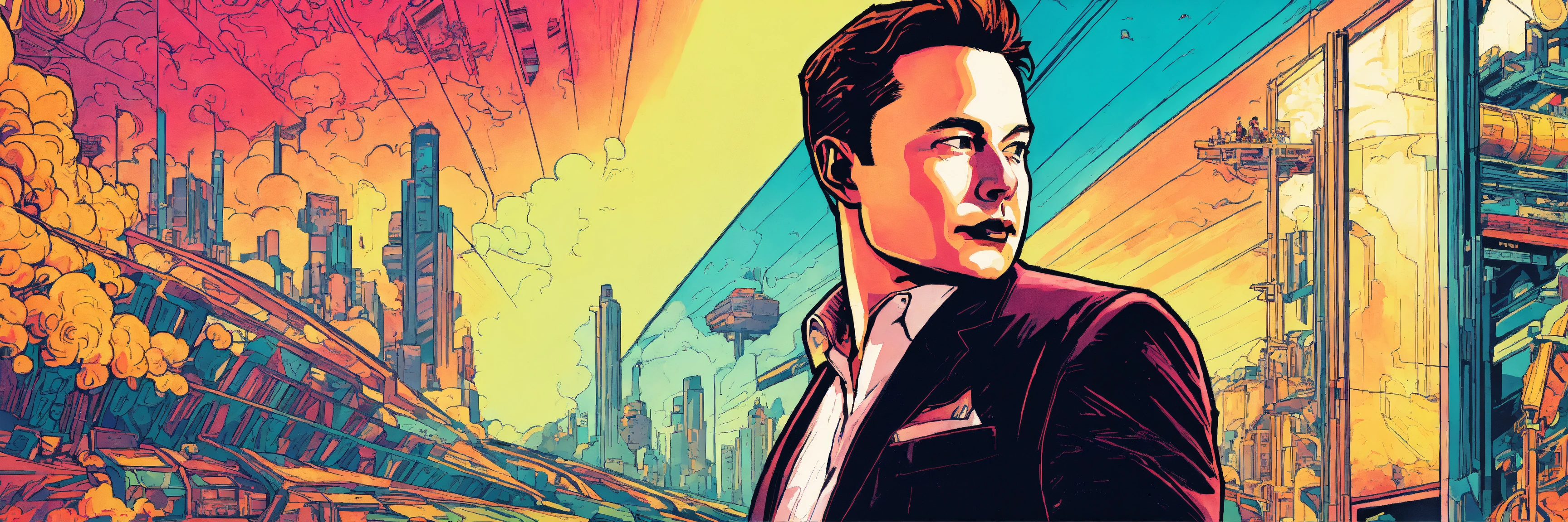 Lexica - INPUT = Elon Musk OUTPUT = Elon Musk, Retro comic style ...