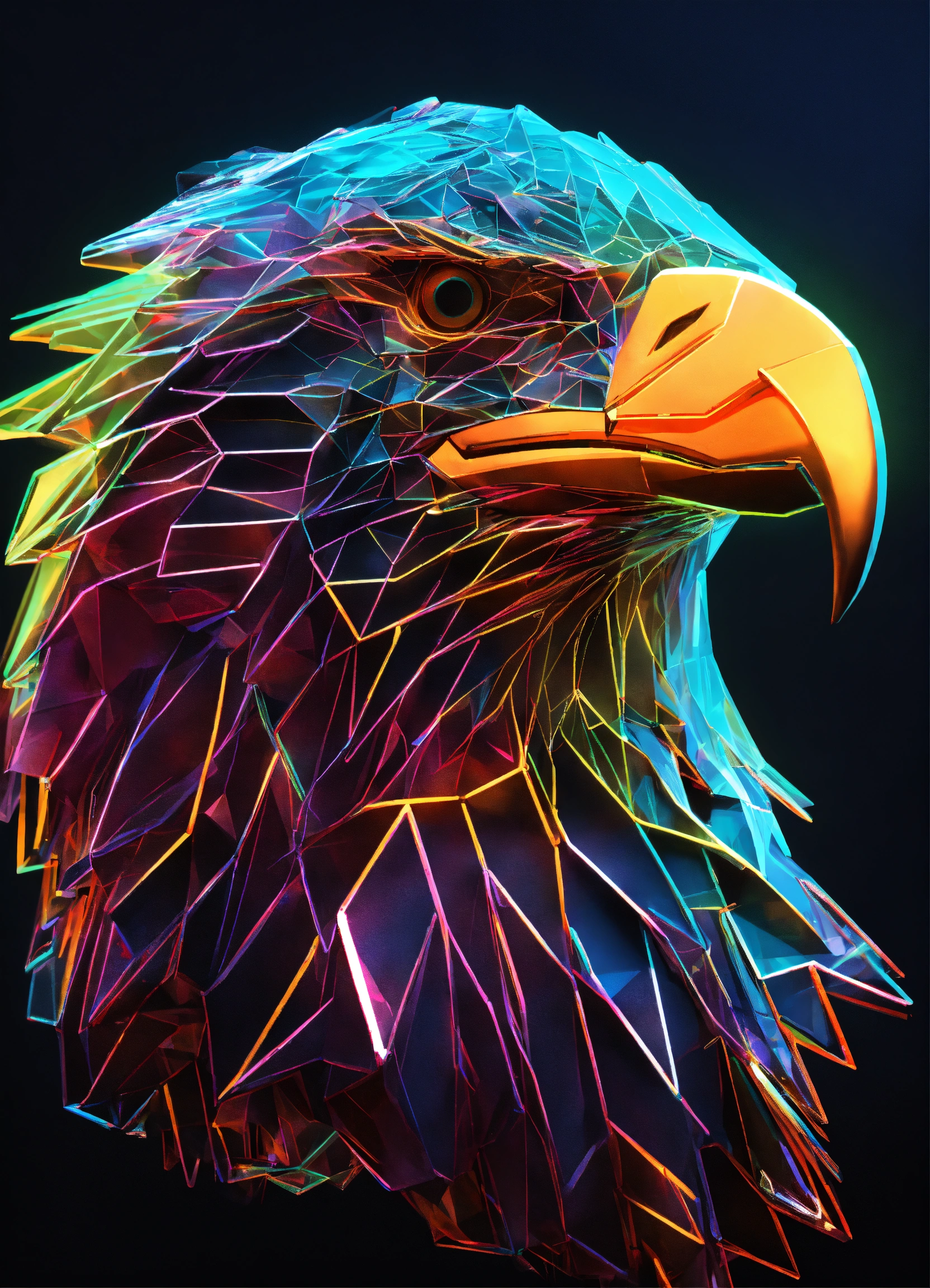 Lexica - Digital wire neon Frame eagles head twisting semi transparent ...