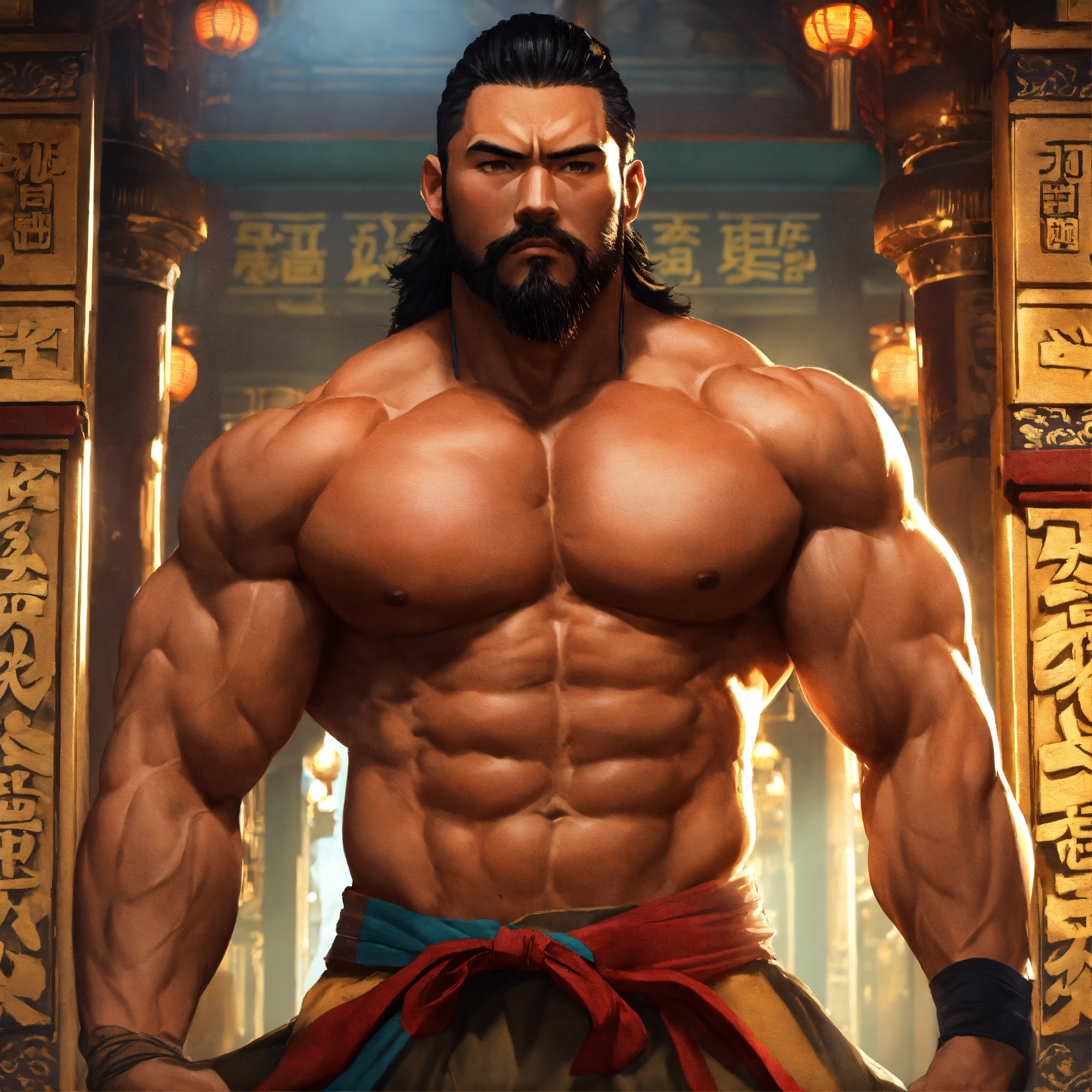 Lexica - 30-year-old hairy man with big muscles, Hanzo Hasashi, big ...