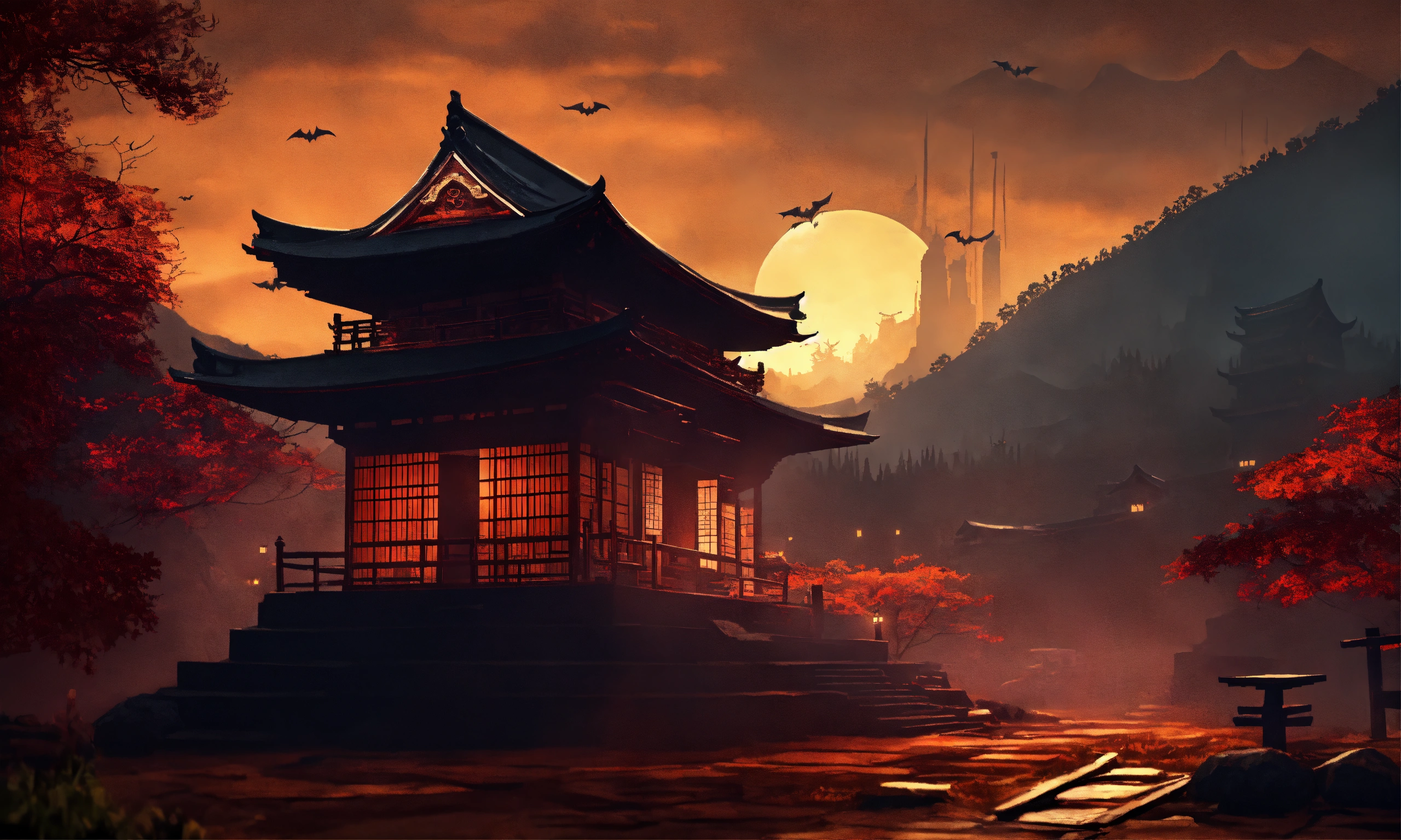 Lexica - Dark and mysterious, scary, gloomy Japanese ancient temple in ...