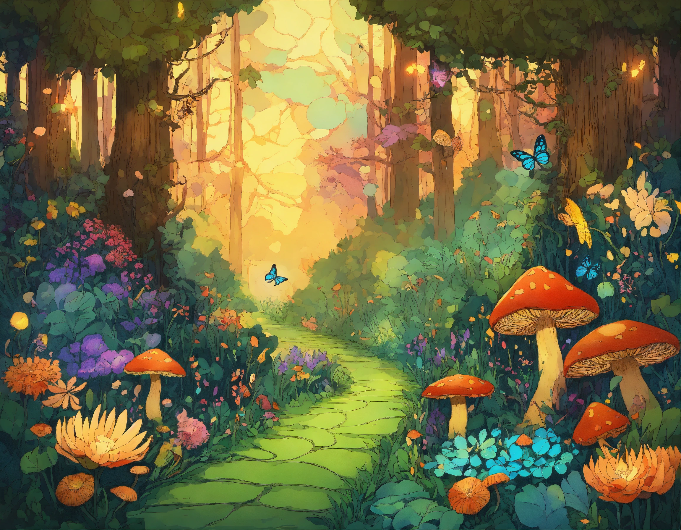 Lexica - A beautiful enchanted forest with fungi and flowers that glow ...