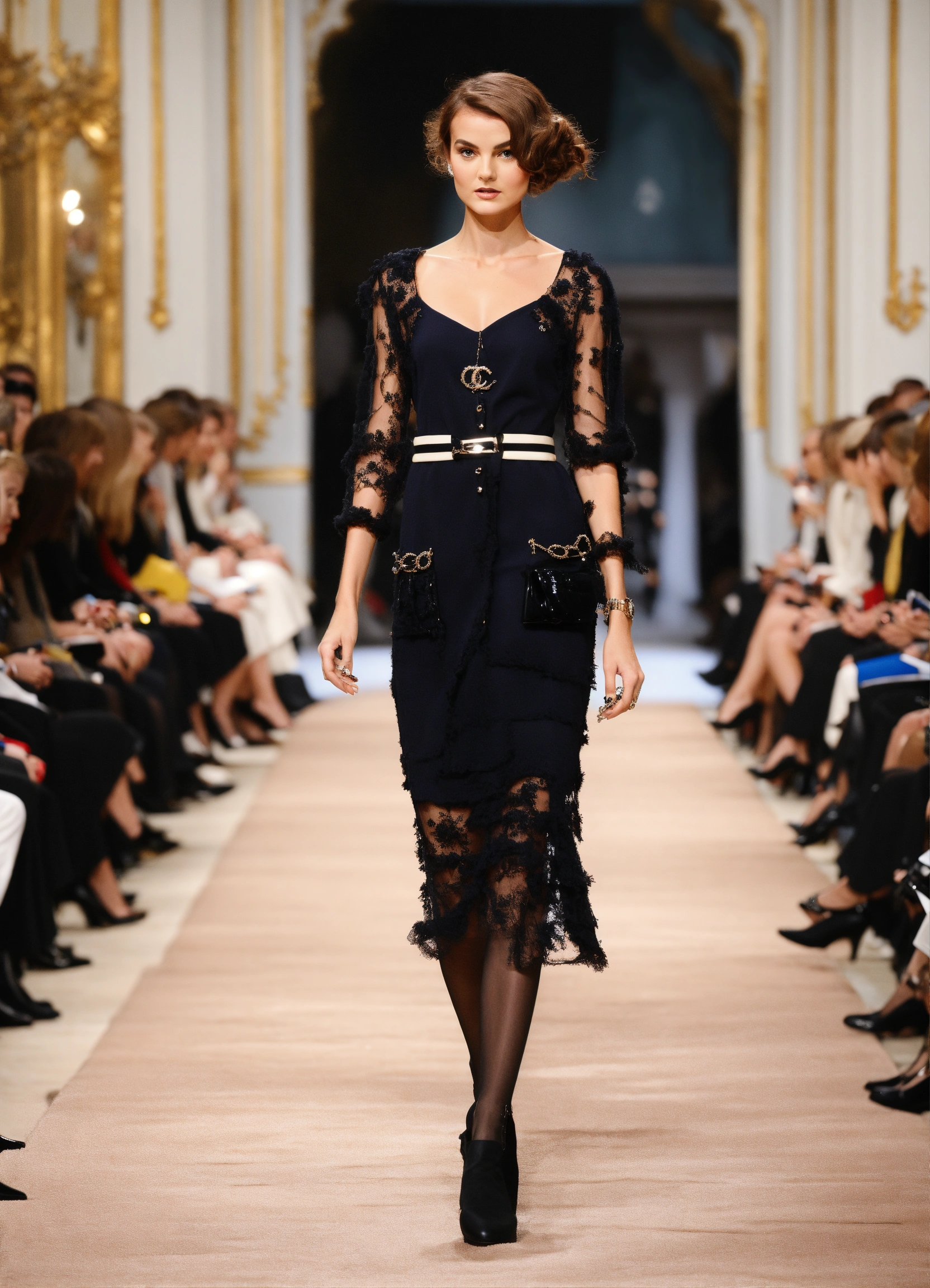 Lexica - Beautiful french runway model in a dress coco chanel style on ...