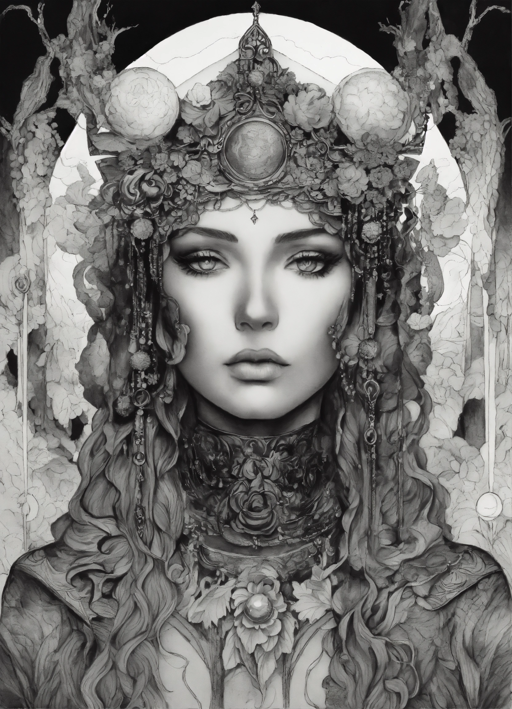 Lexica - INK DRAWING MYSTICAL IN BLACK AND WHITE WITH NO BACKGROUND