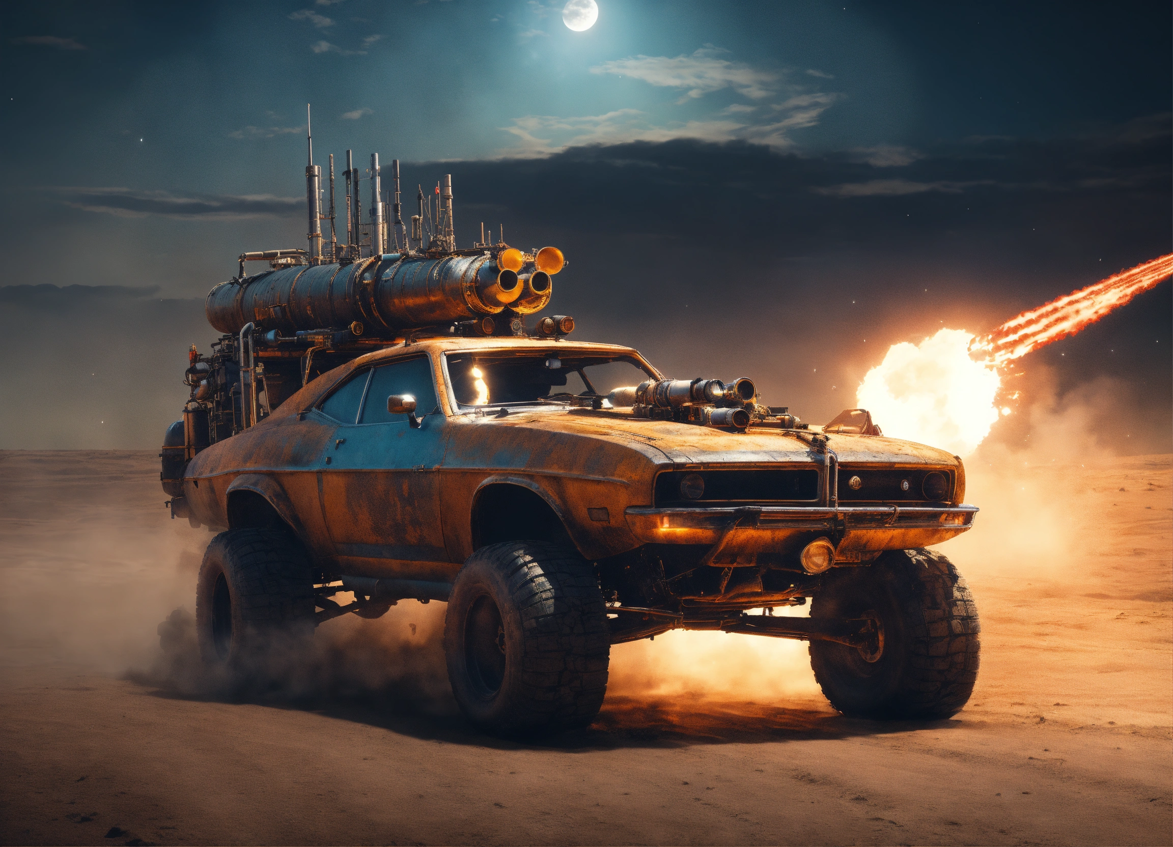 Lexica - Mad Max vehicle built rocket launchers, trending on ArtStation ...