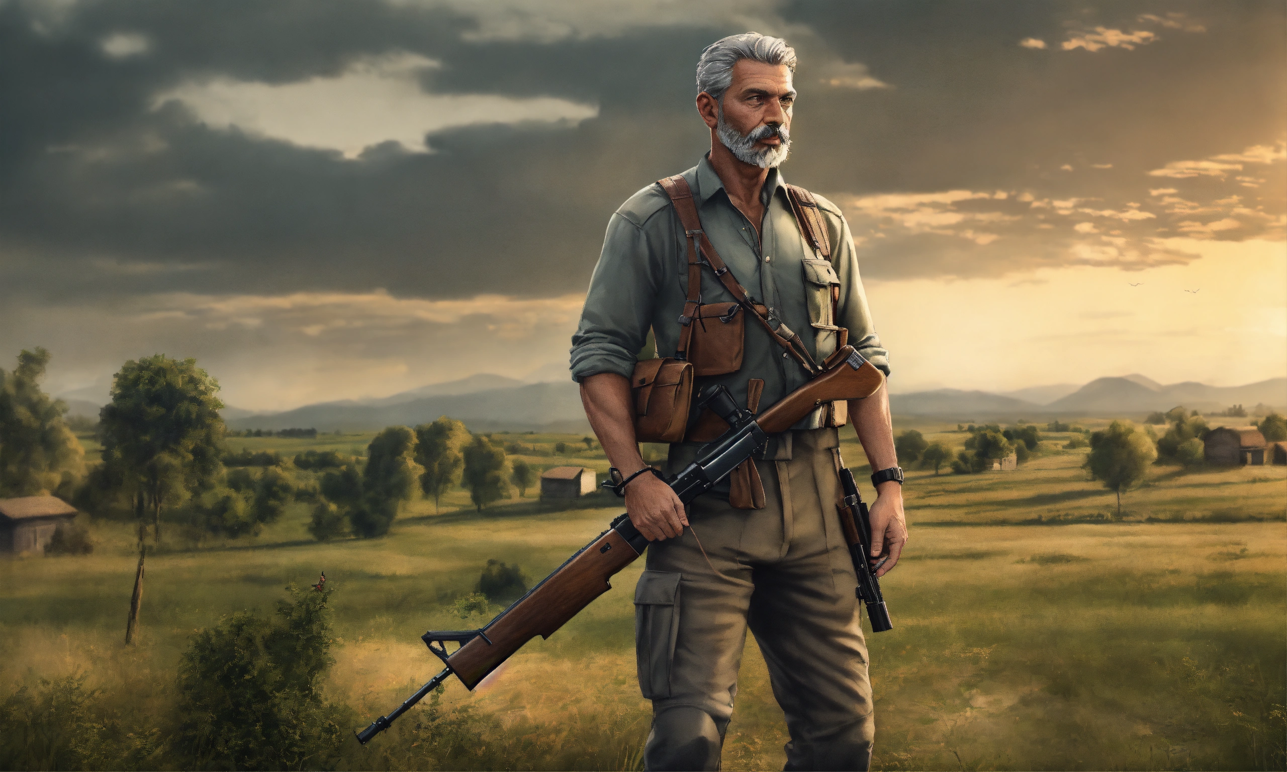 Lexica - 1940s german mercenary with a plain t shirt and cargo pants in ...