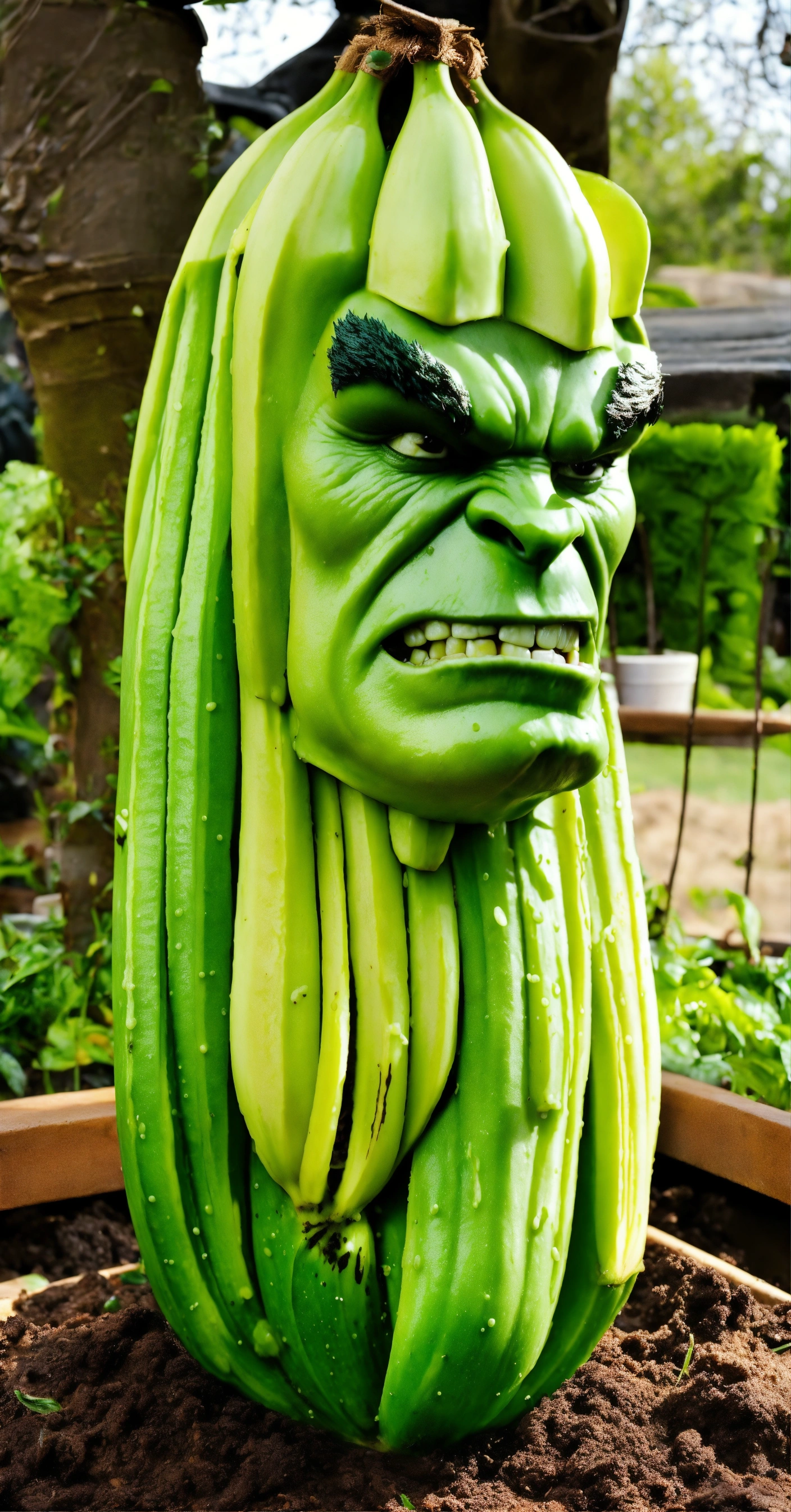 Lexica - Realistic, hulk themed bananas, in the garden, amazing ...