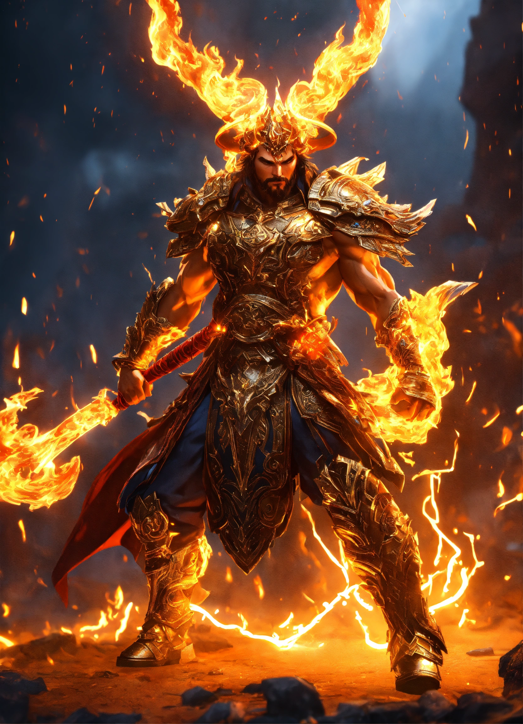 Lexica - "legendary fire god" striking "legendary lightening god", epic ...