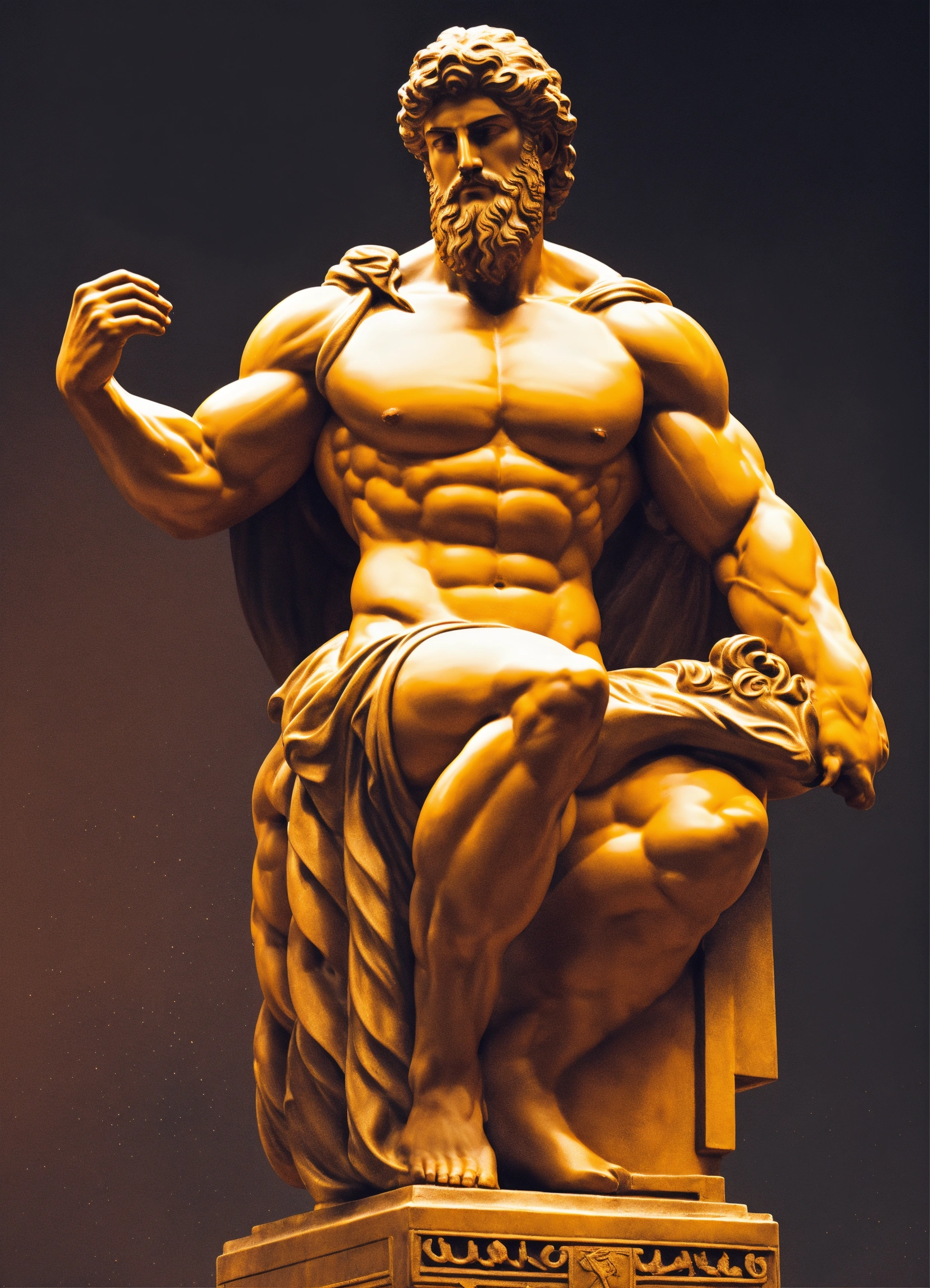 Lexica - A muscular Statue of a greek god posing in simple Style Like ...