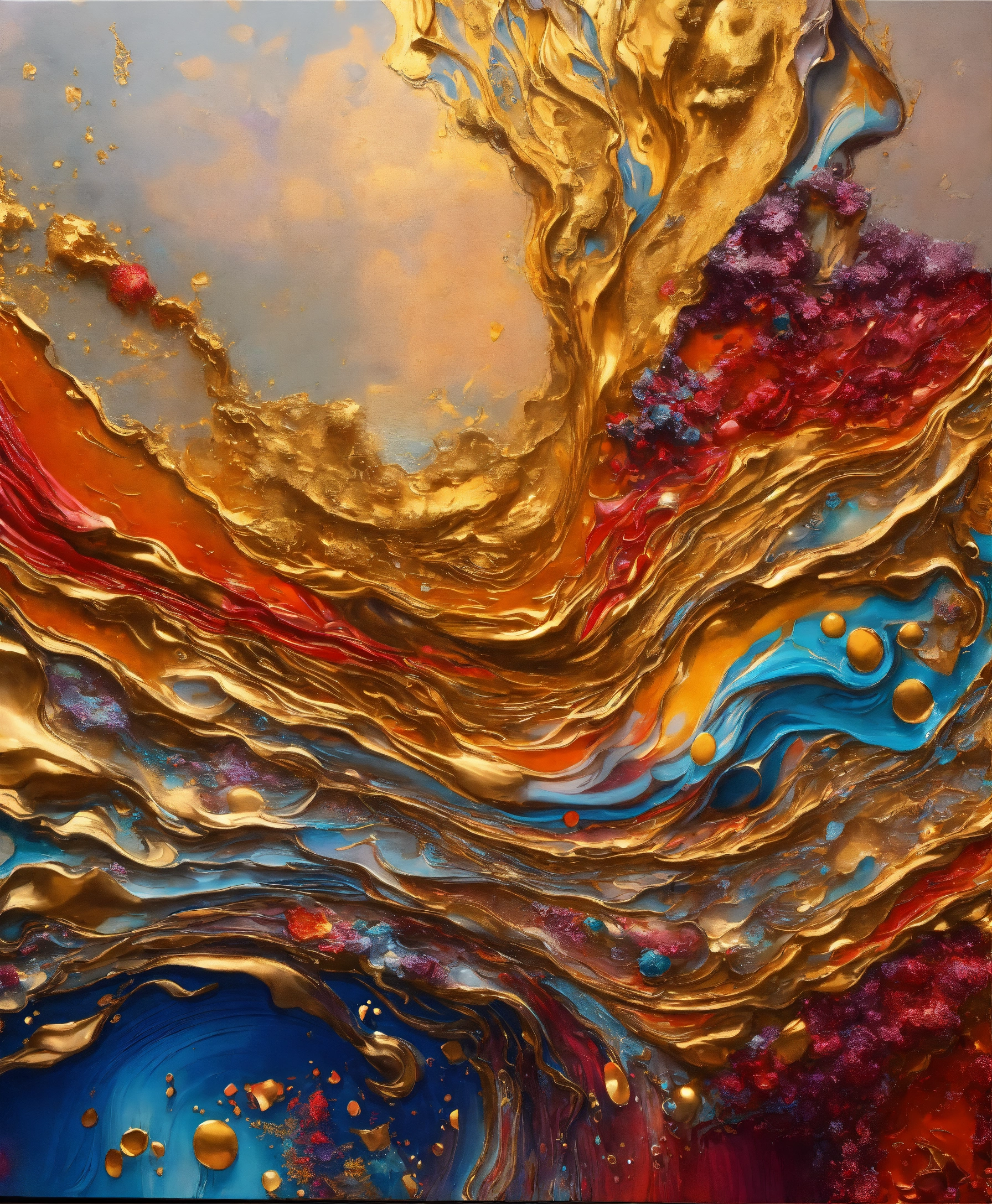 Lexica - Colorful abstract painting oil and water complex complicated ...