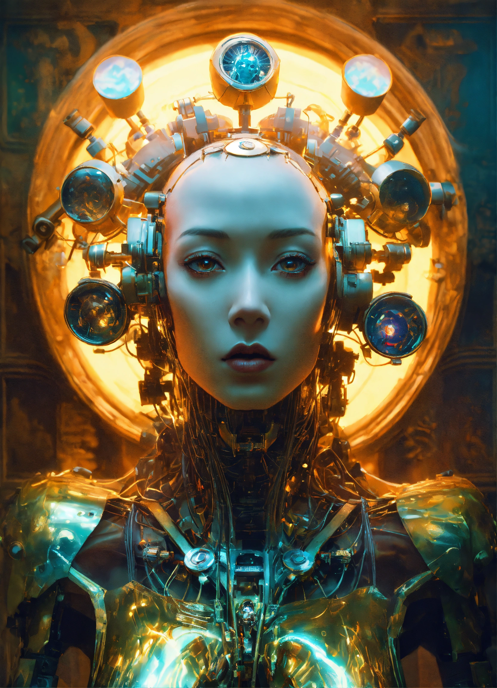 Lexica - Half body portrait Photography, of the cyborg wearing a cyber ...