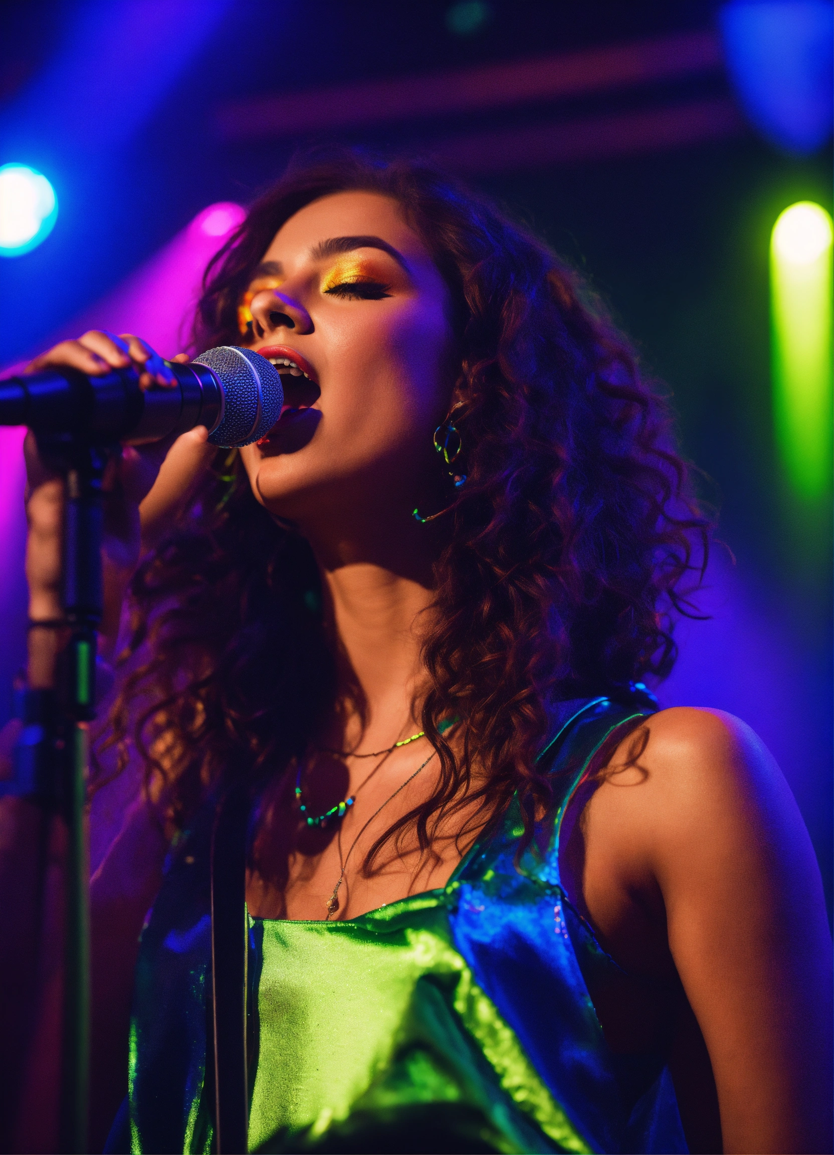 Lexica - Cinematic photography, modern, female singer on stage ...