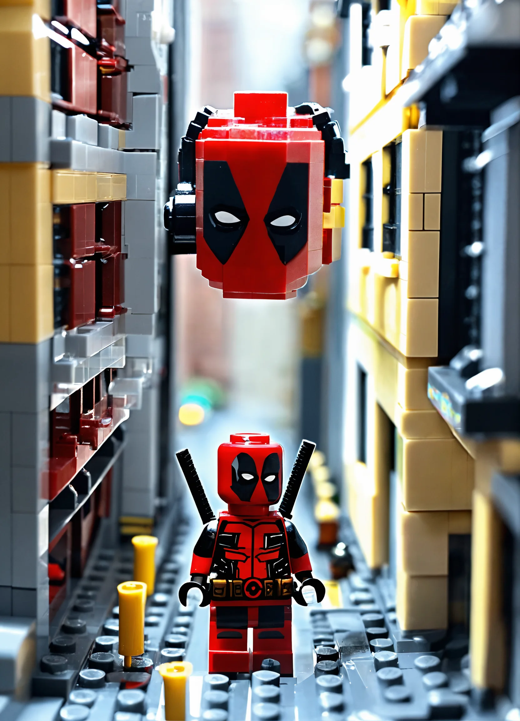 Lexica - Deadpool , playful manner , 3d lego style , cityscape or an ...