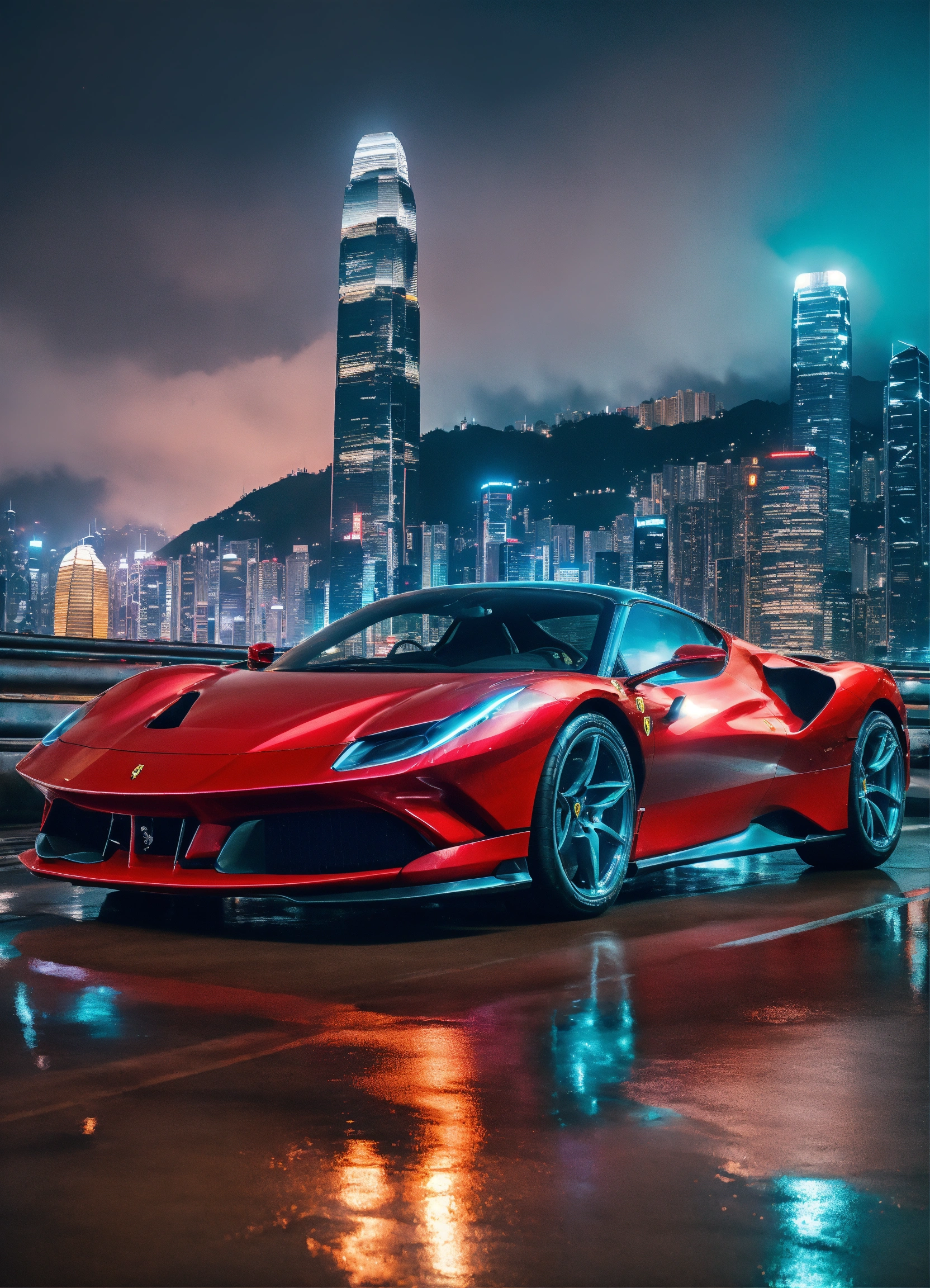 Lexica - 2023 Ferrari SF90 Stradale cyan, doors opened, metallic ...