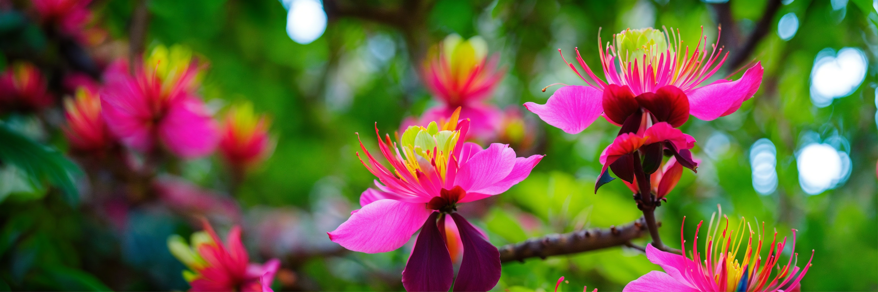 Lexica - Upclose view of a Luscious tree’s limbs blooming with tropical ...