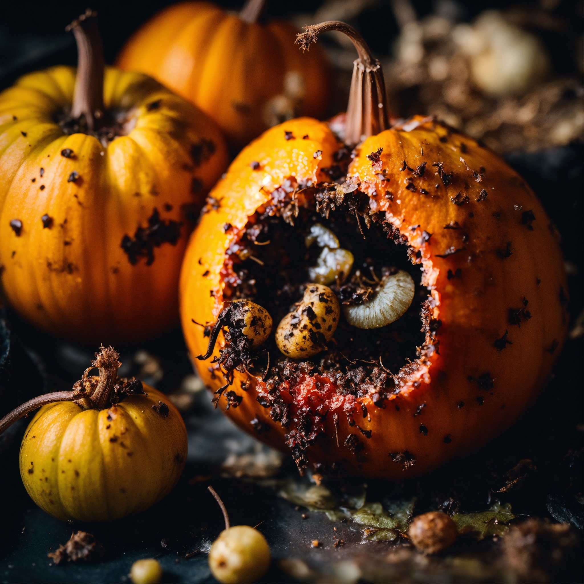 Lexica - Dark creepy ugly Autumn macro photography of dirty and filthy ...