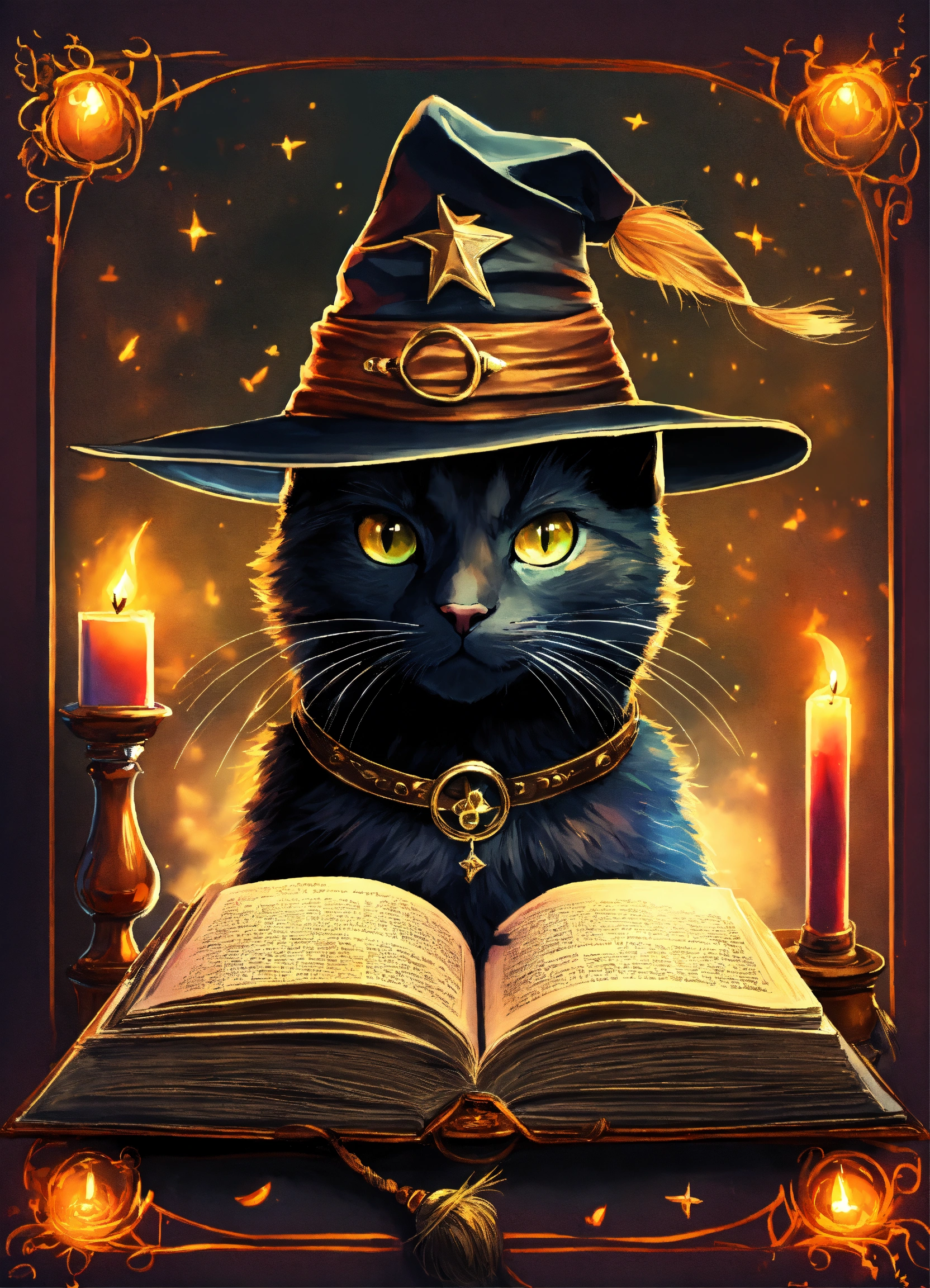 Lexica - Cat witches spell books, black clothes, hat.