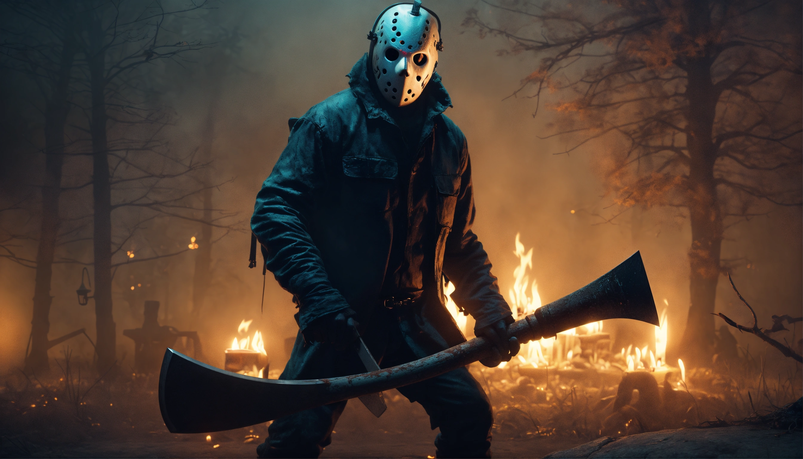 Lexica - A very scary Jason Voorhees holding a large axe, Halloween ...