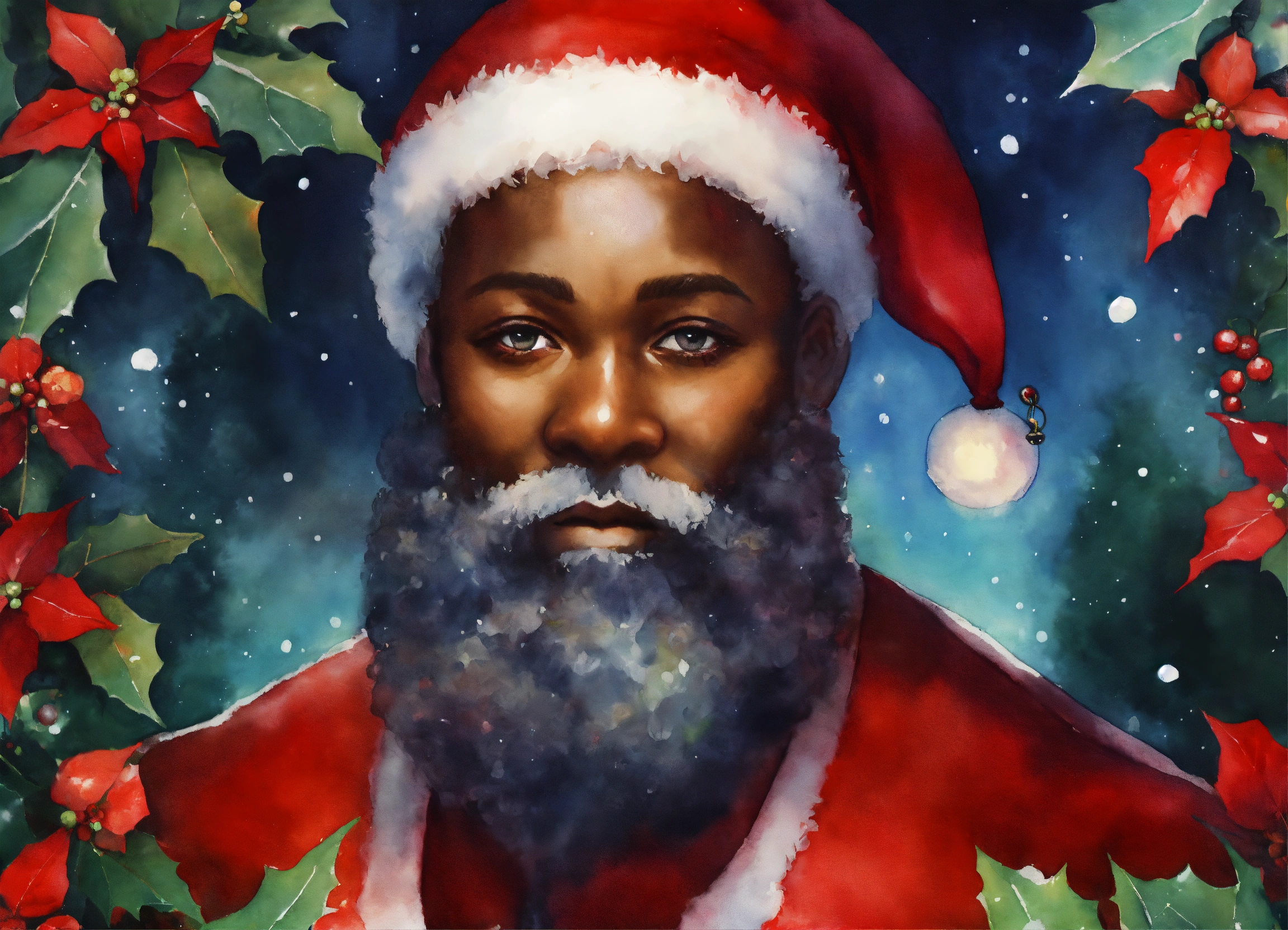 Lexica - Deep complexion Black Santa Claus. Bright moist and soulful ...